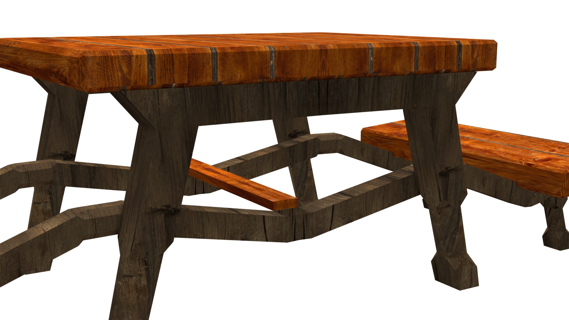 3D Game-Ready Low Poly Wooden Hotel Bench Outdoor - TurboSquid 2398383