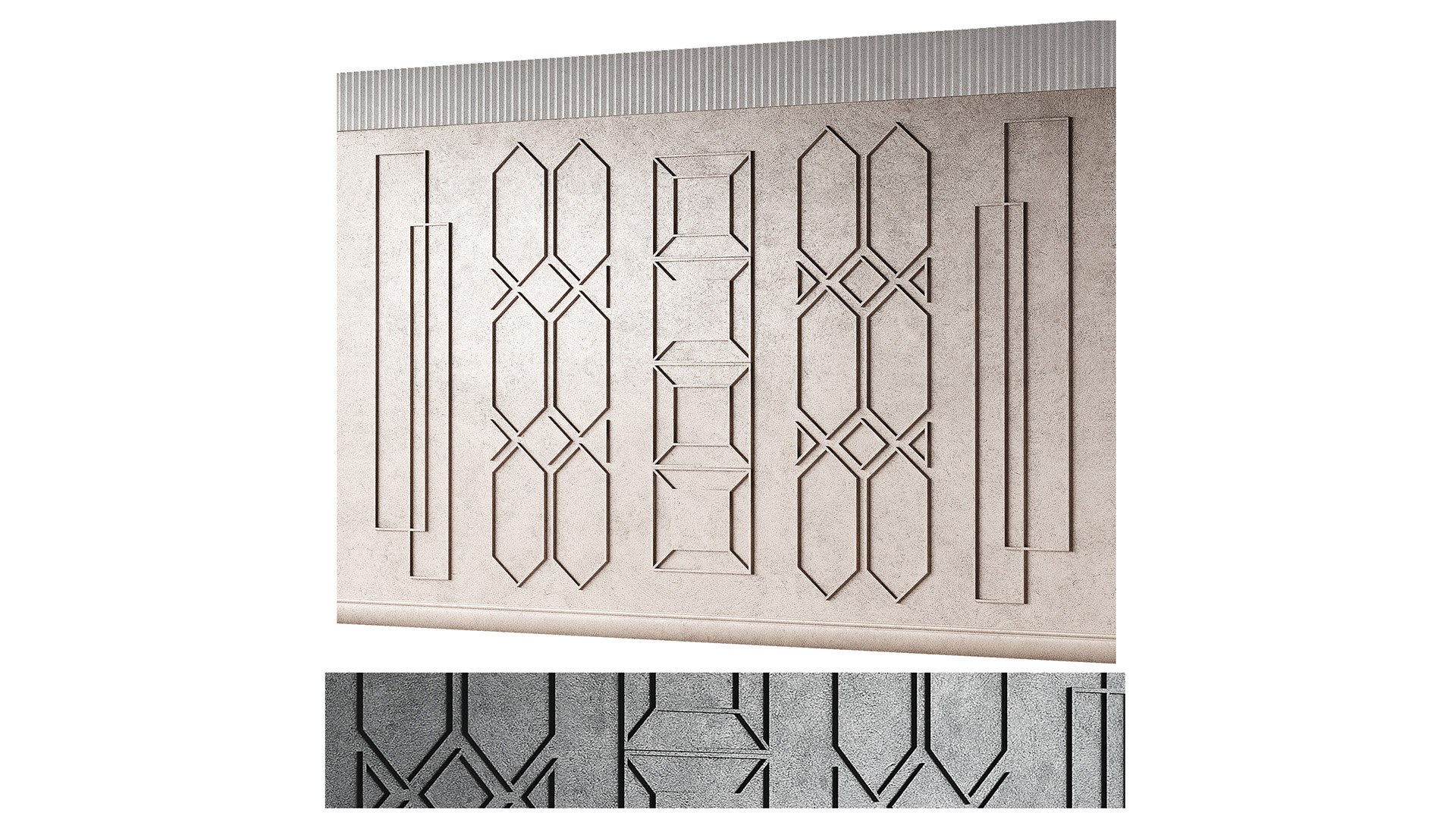 3D Wall Composition With Moldings Modern Minimal Geometric Pattern ...