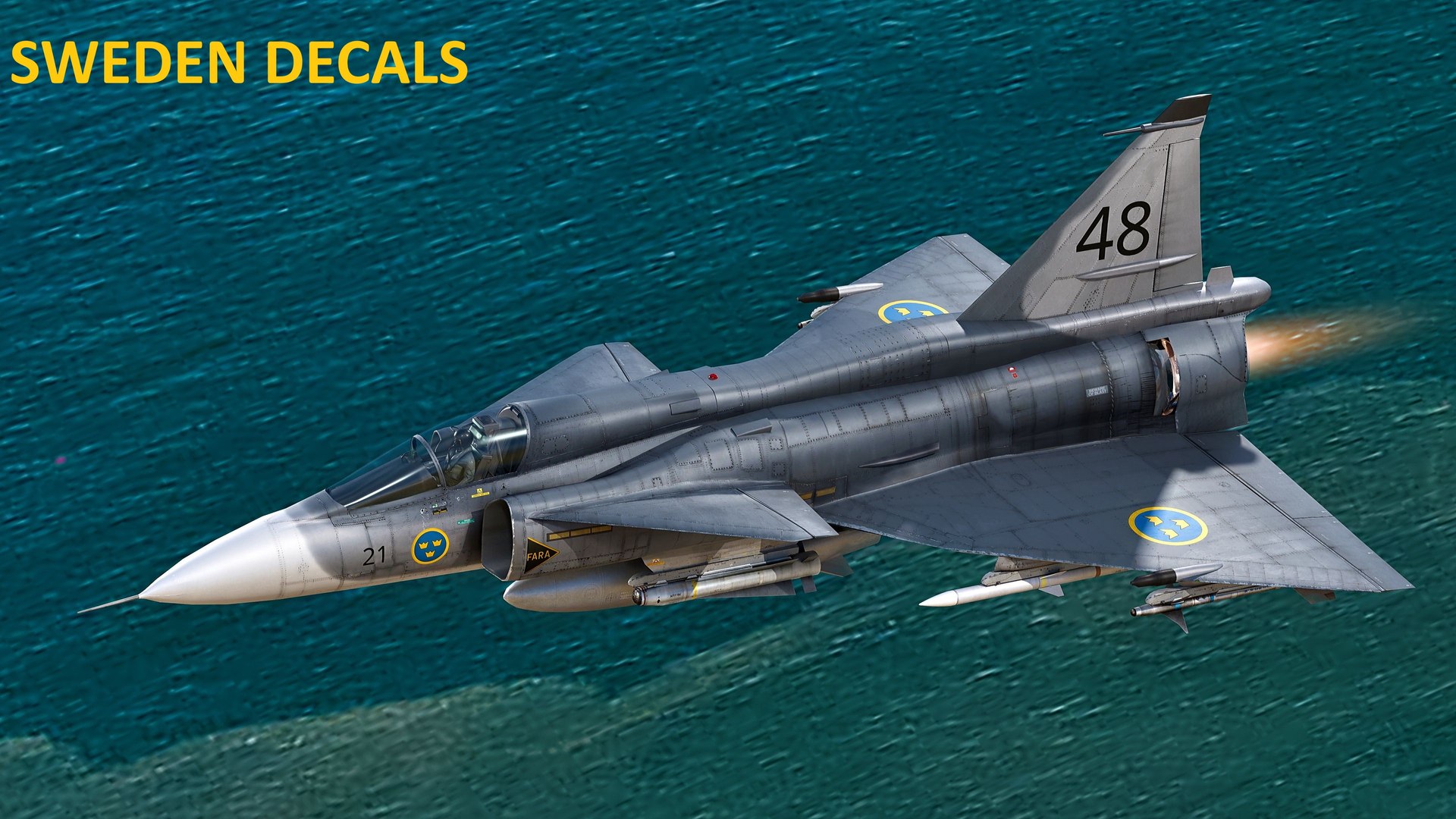 3D Saab 37 Viggen With High Resolution Cocpit - Multiple Decals Set ...