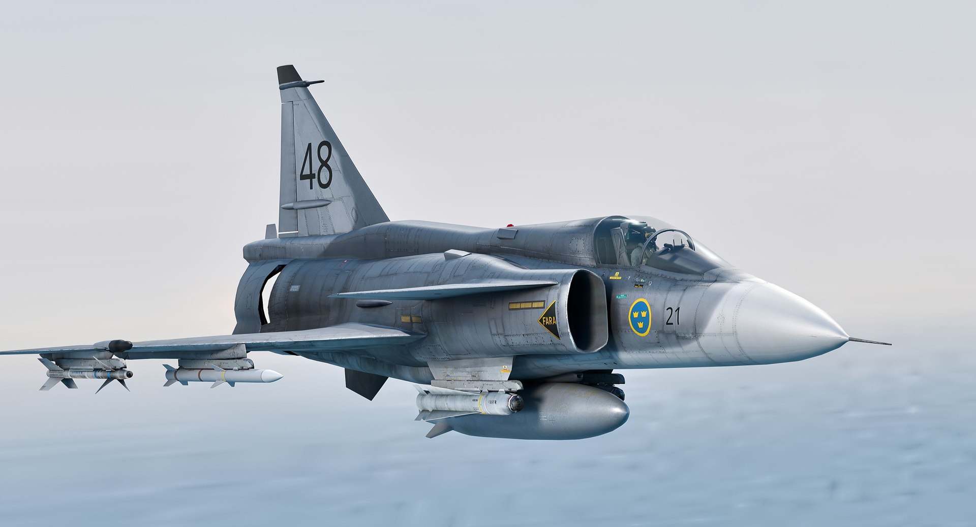 3D Saab 37 Viggen With High Resolution Cocpit - Multiple Decals Set ...