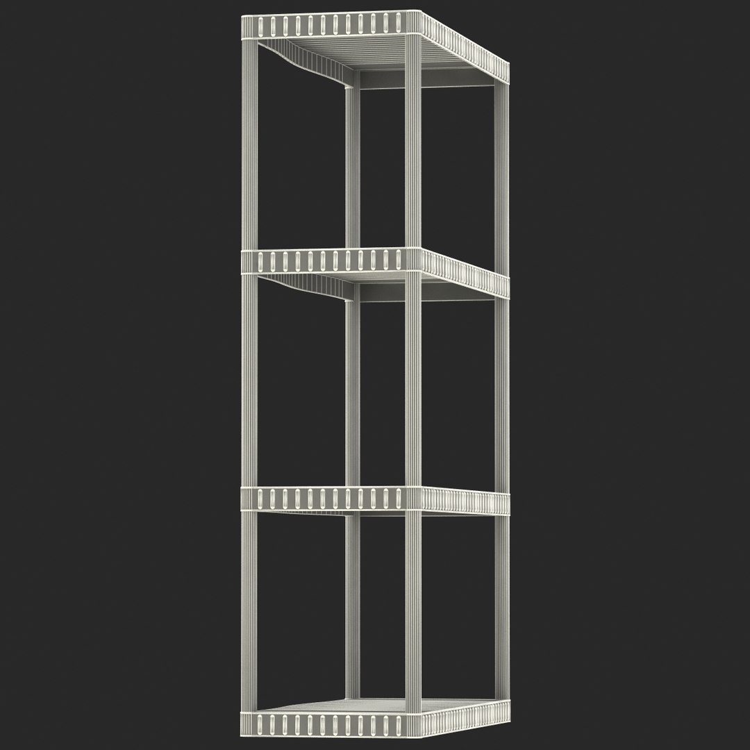 3d 4-tier heavy plastic shelves model