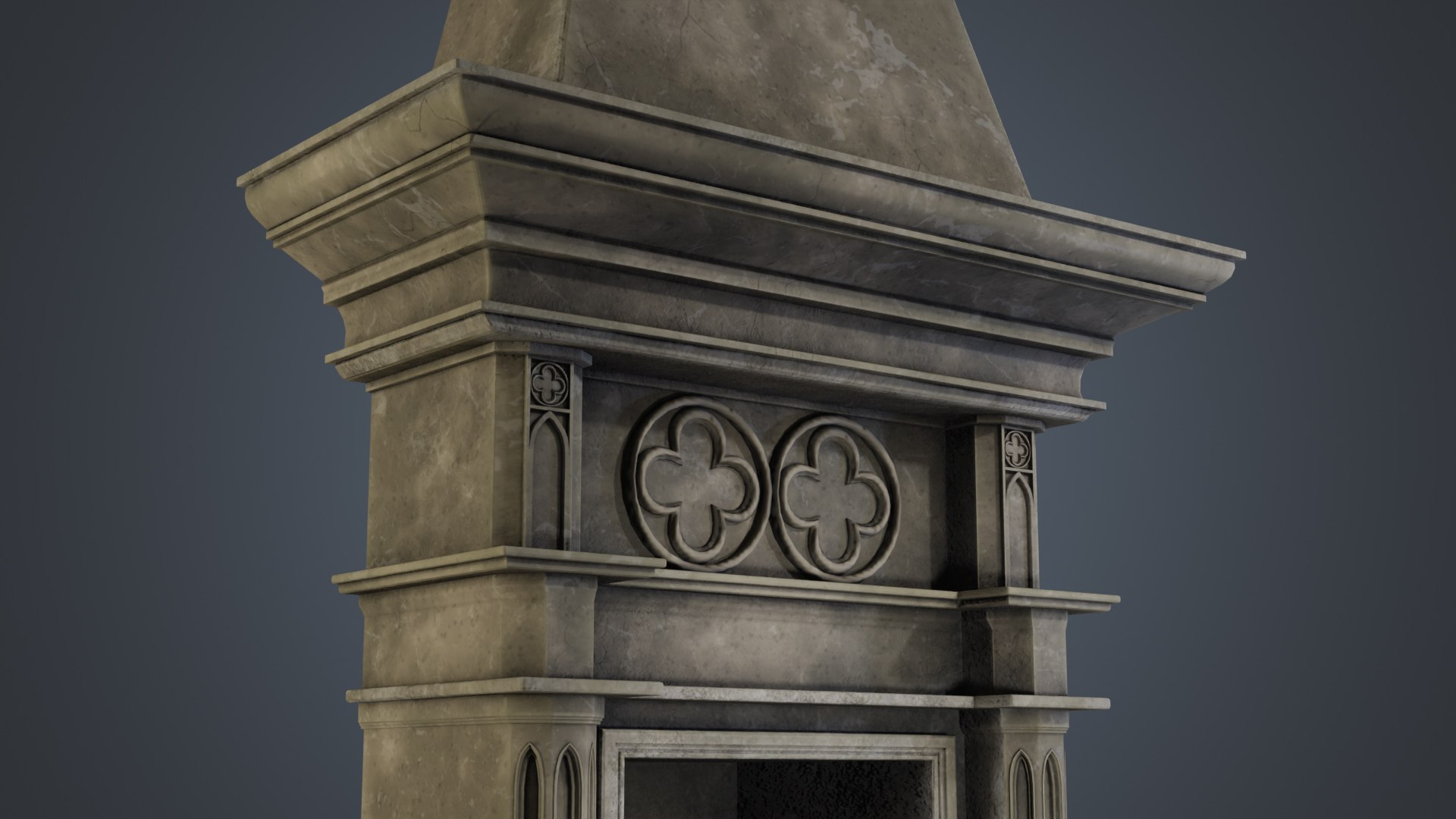3D Gothic Fireplace - Library Fireplace Low-poly - TurboSquid 2041275