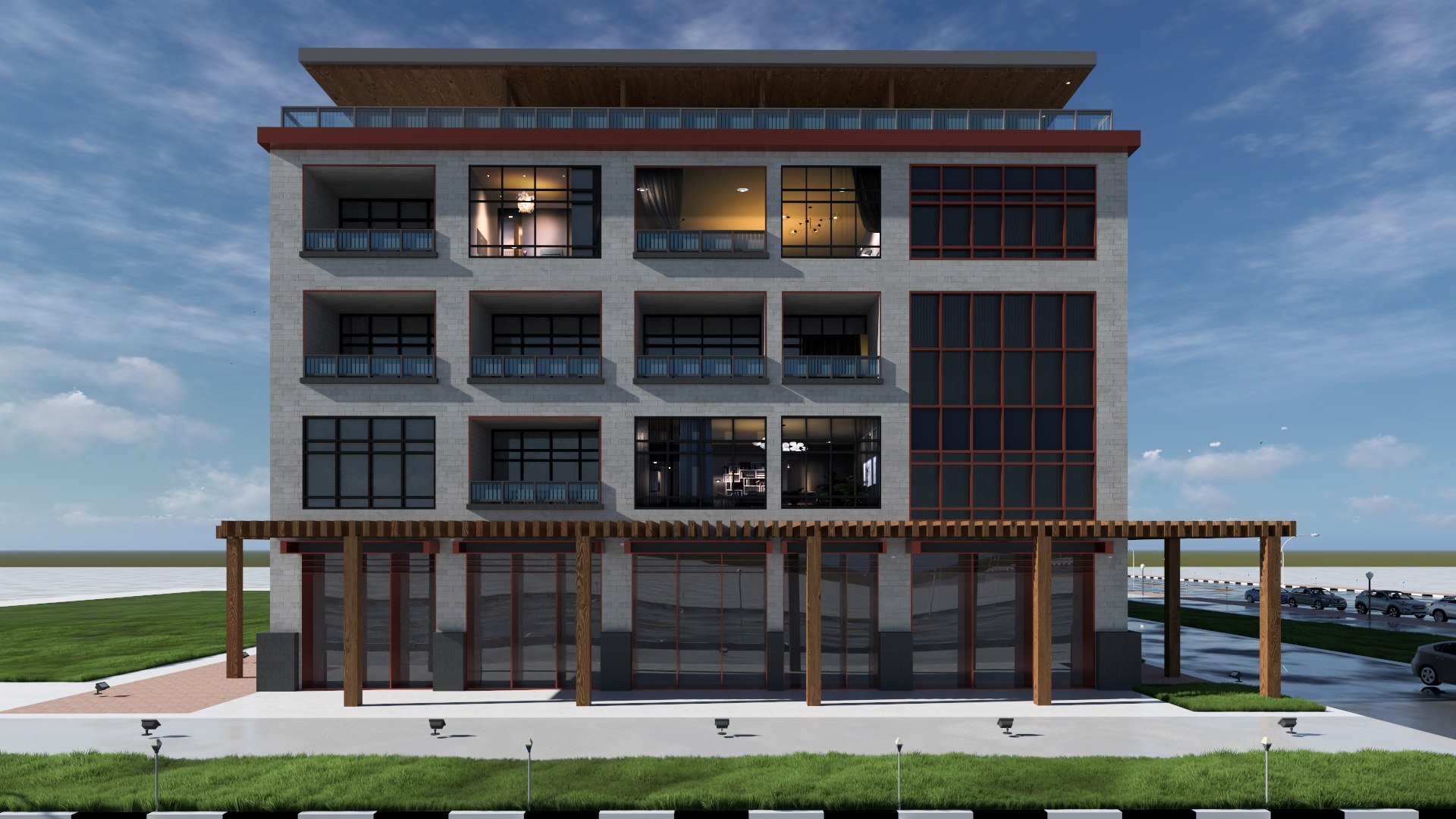 3D Model Mixed Use Building Multi Family American Modern - TurboSquid ...