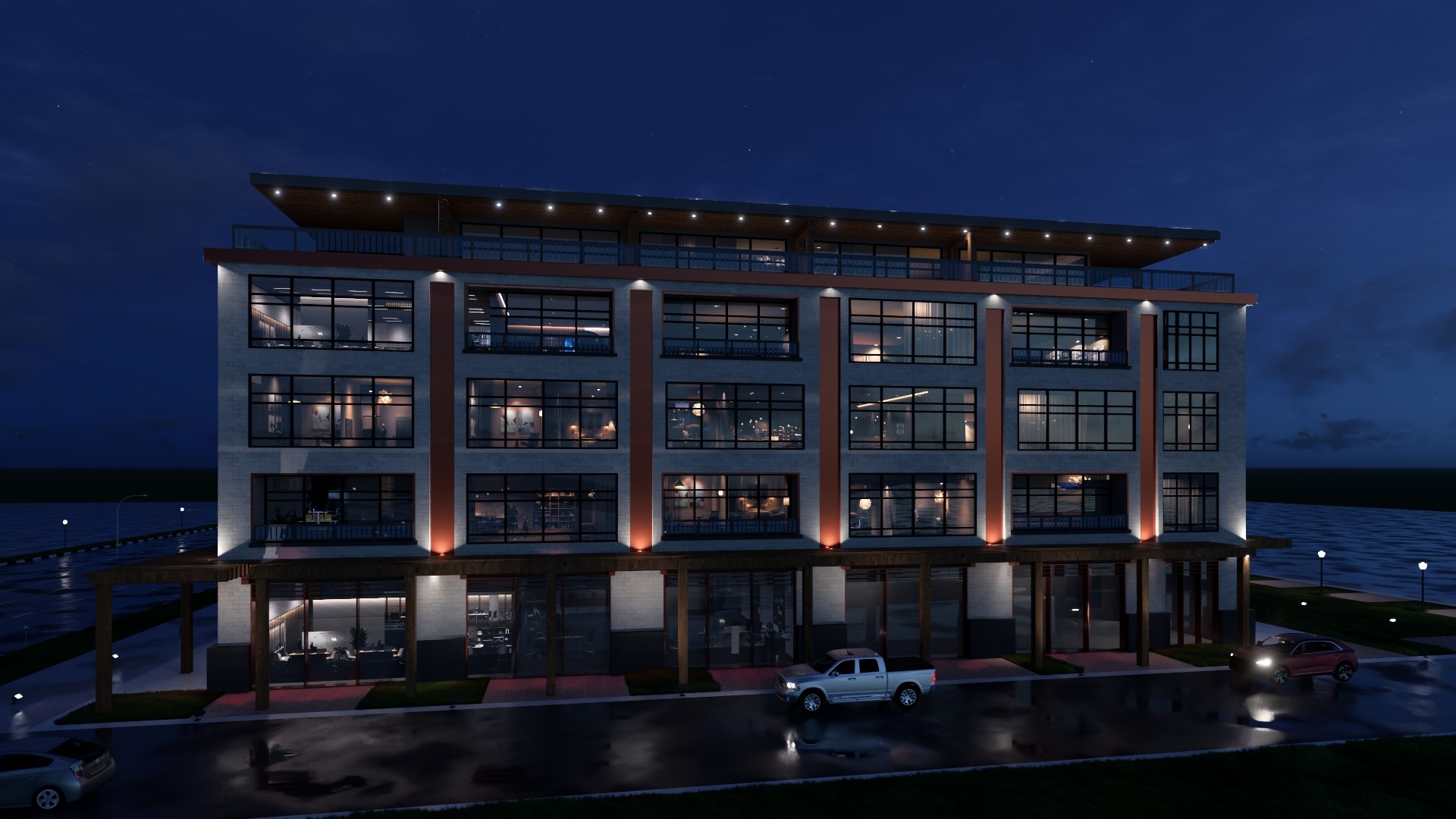 3D Model Mixed Use Building Multi Family American Modern - TurboSquid ...