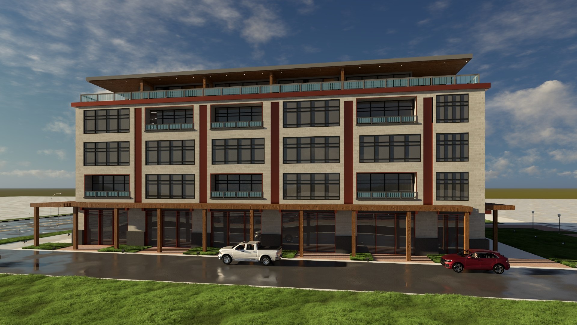 3D Model Mixed Use Building Multi Family American Modern - TurboSquid ...