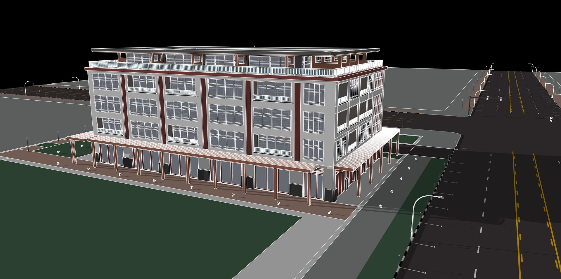 3D Model Mixed Use Building Multi Family American Modern - TurboSquid ...