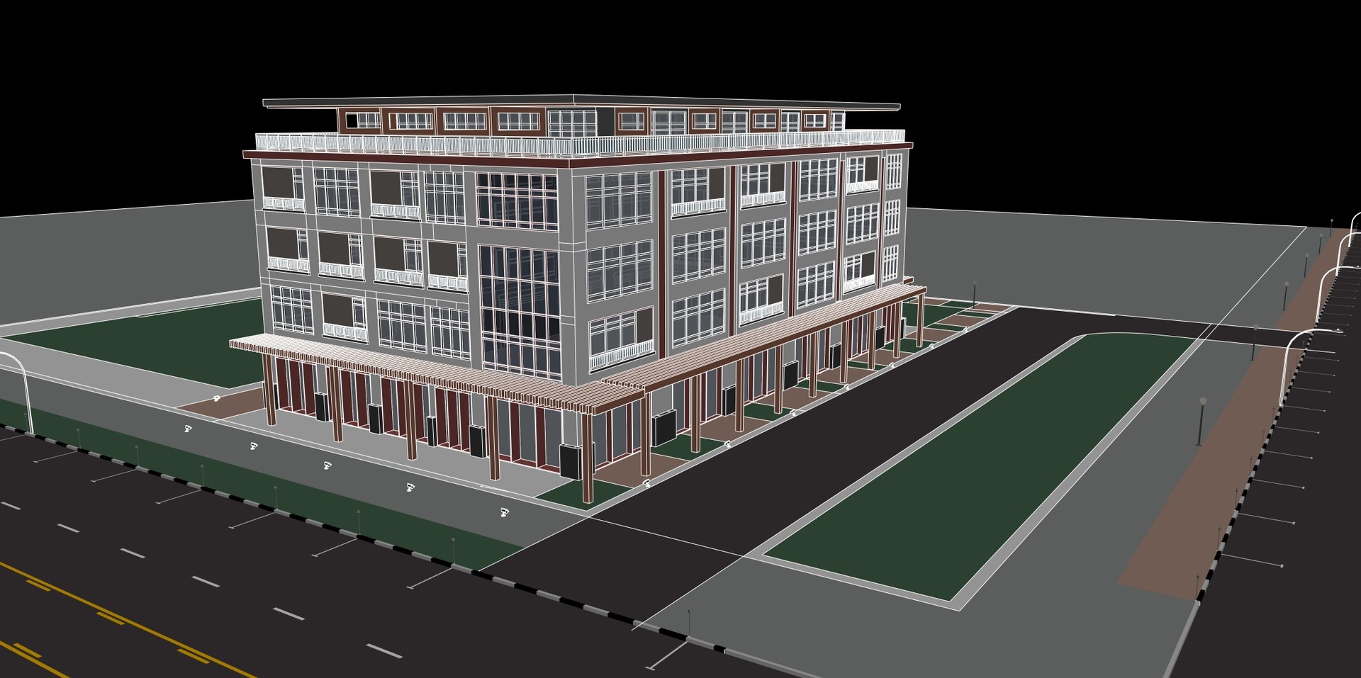 3D Model Mixed Use Building Multi Family American Modern - TurboSquid ...