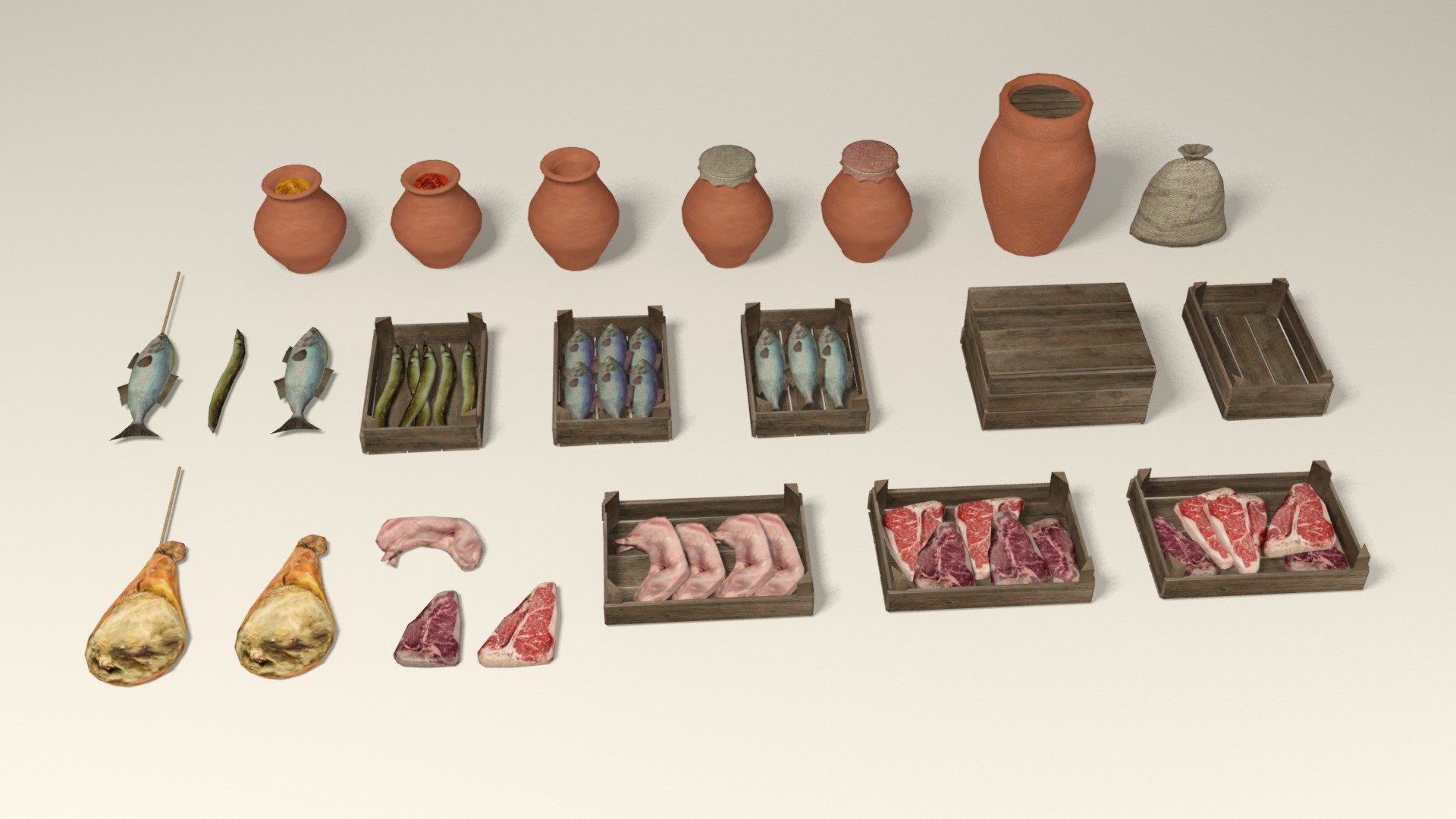 Medieval Street Markets Props Collection 3D Model - TurboSquid 1827319