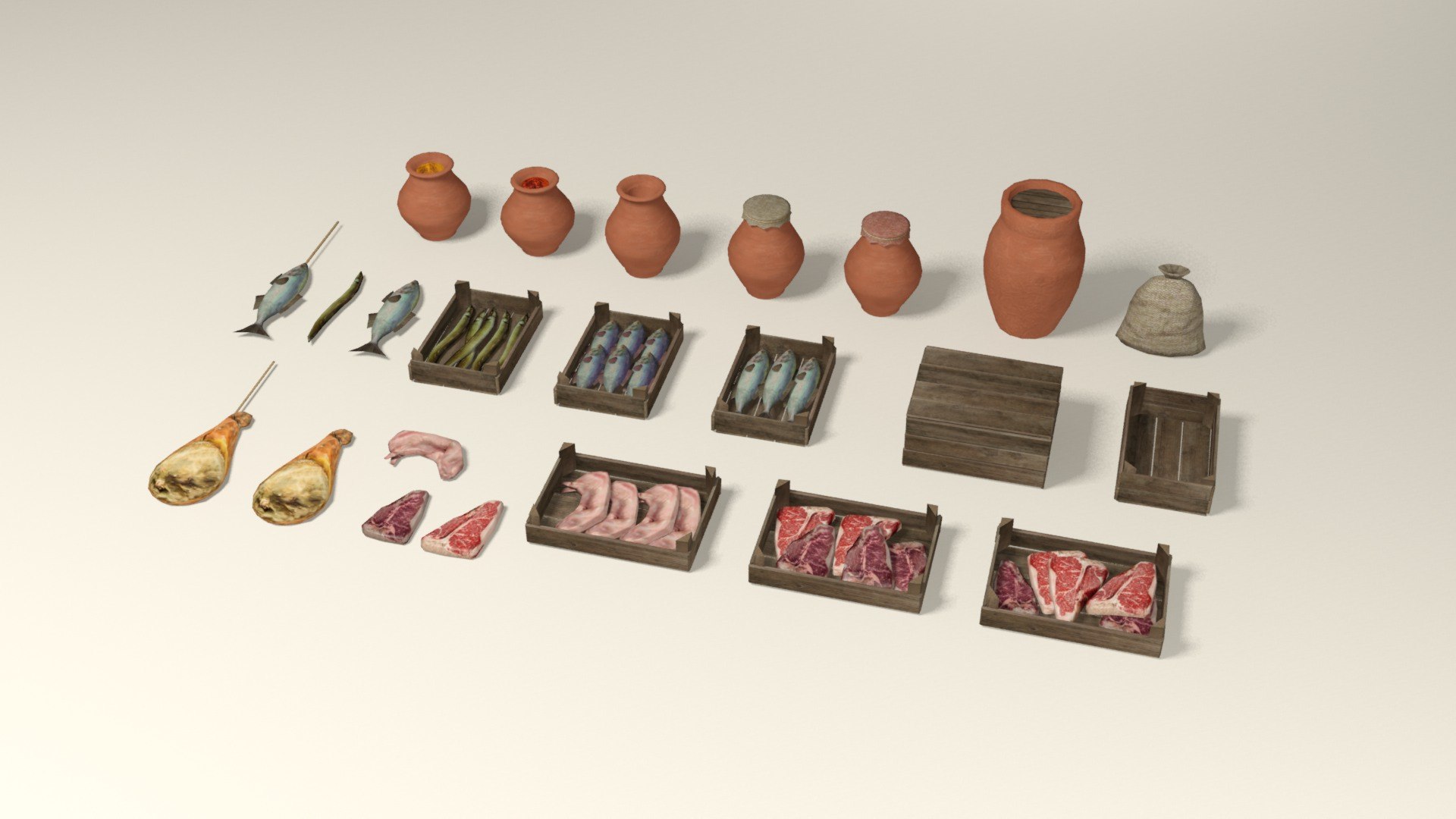 Medieval Street Markets Props Collection 3D Model - TurboSquid 1827319