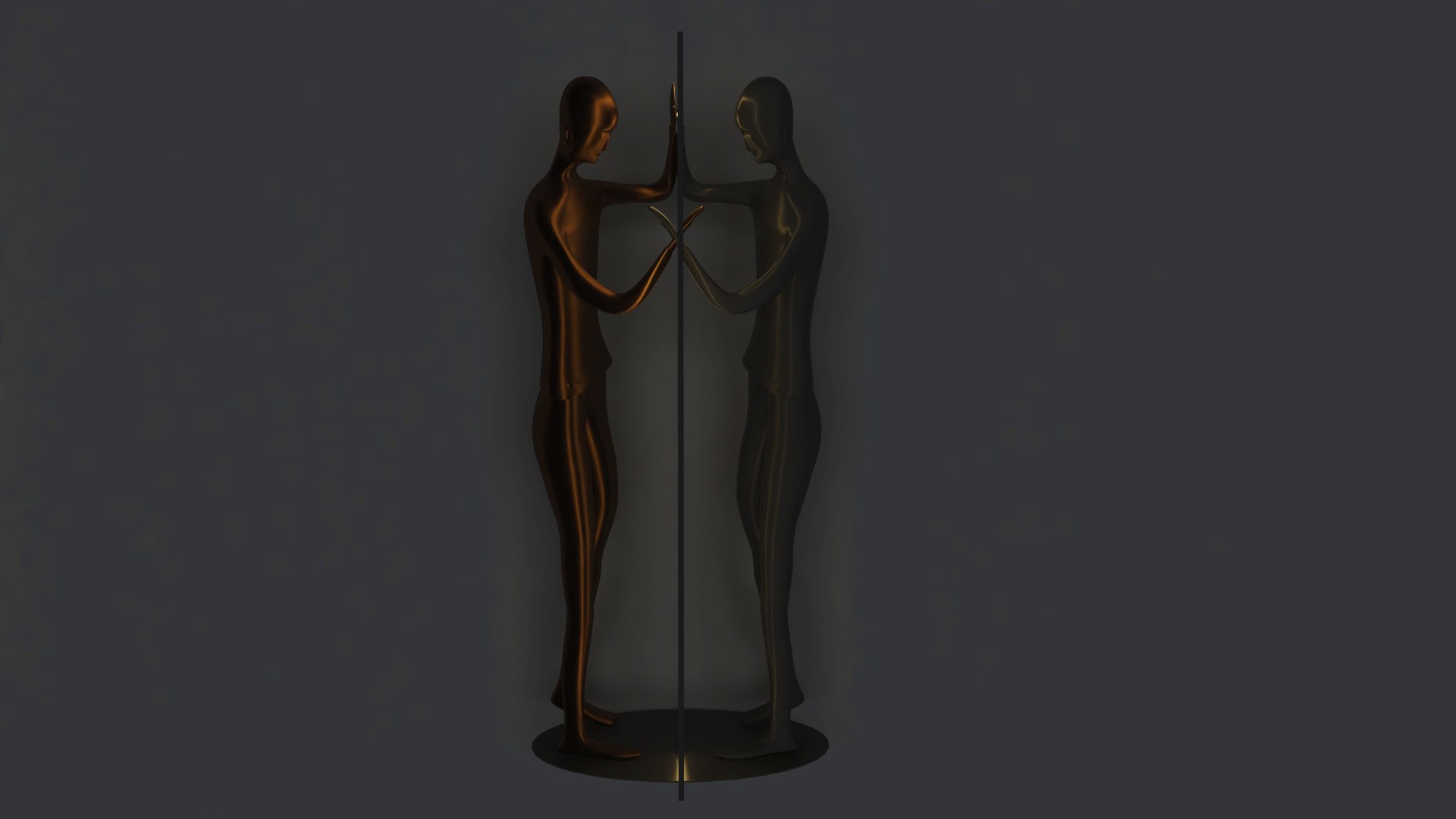 Man Reflection Sculpture Standing Decorative Light 3D Model ...