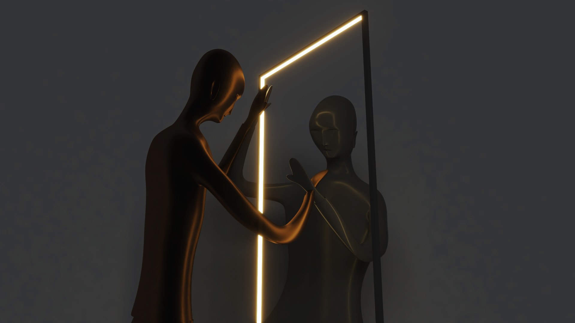 Man Reflection Sculpture Standing Decorative Light 3D Model ...