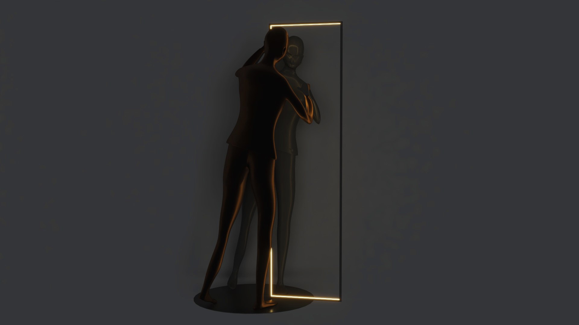 Man Reflection Sculpture Standing Decorative Light 3D Model ...