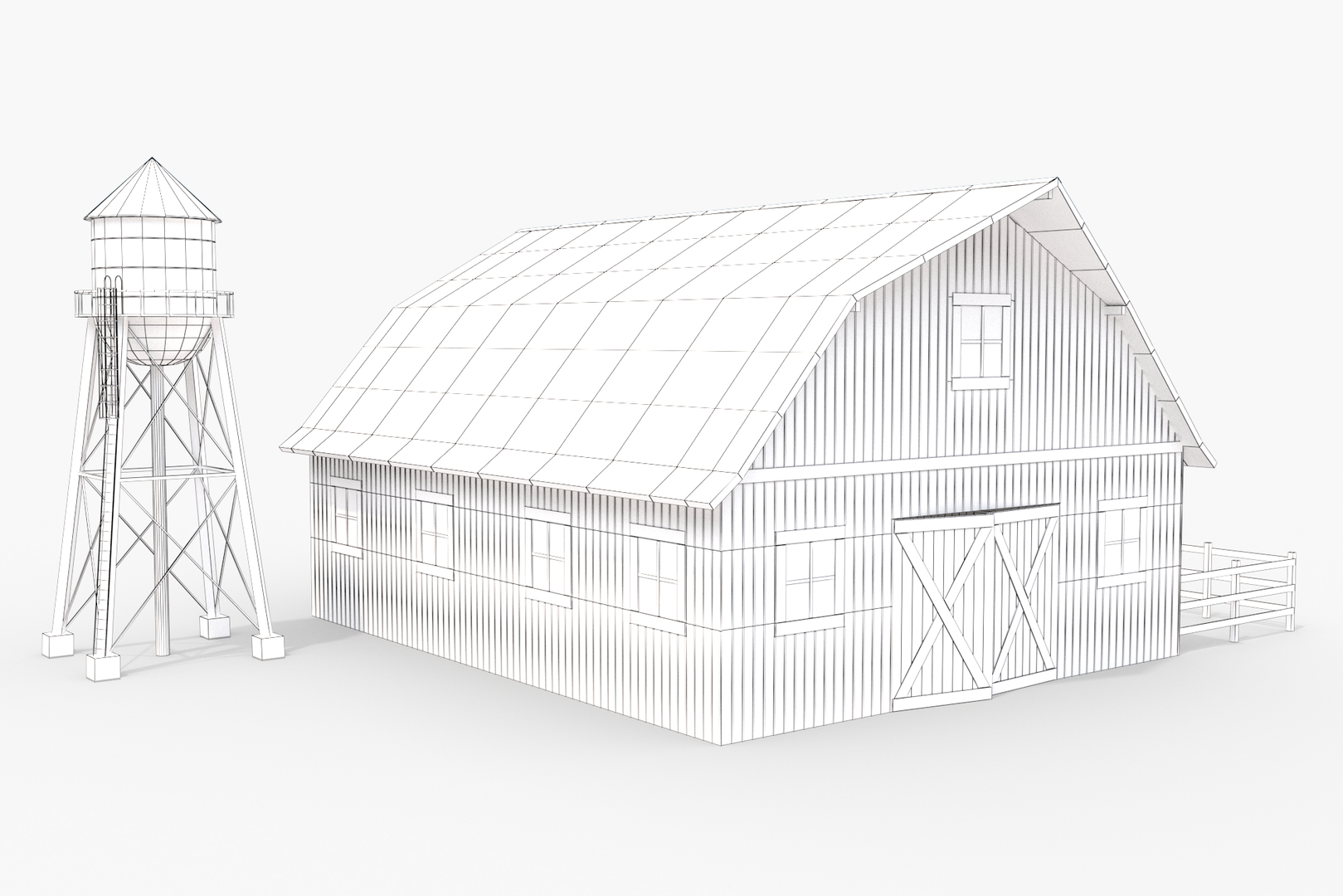 3D red barn - TurboSquid 1586316