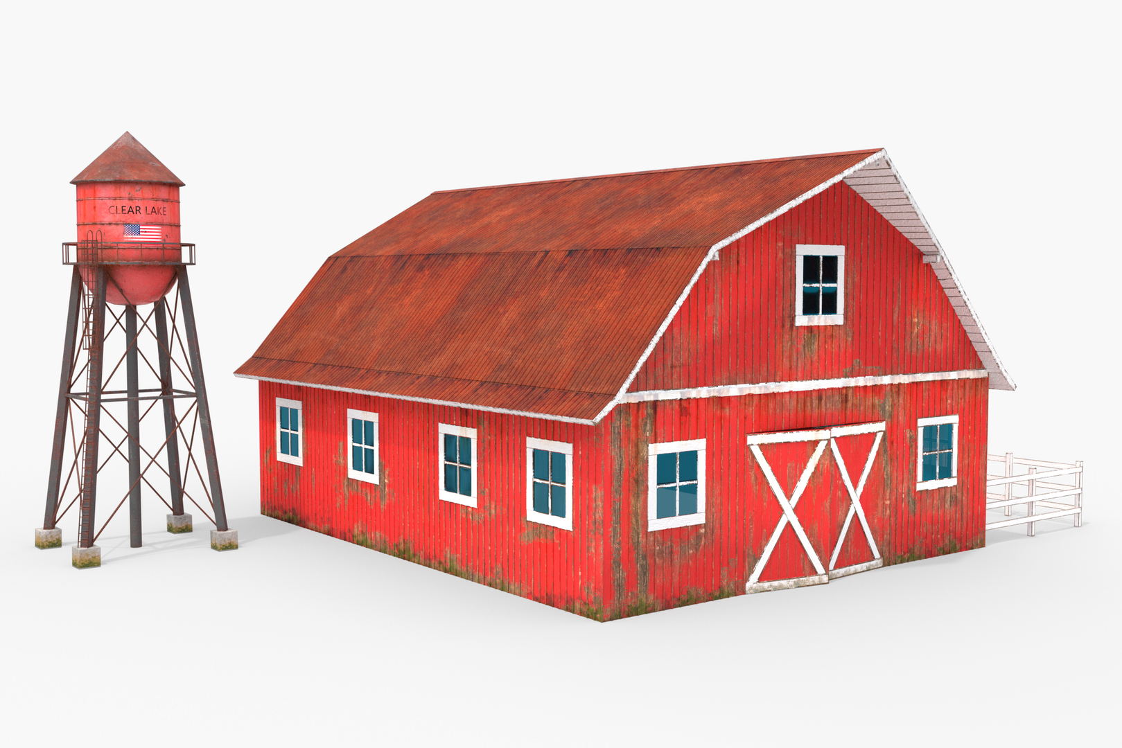 3D red barn - TurboSquid 1586316