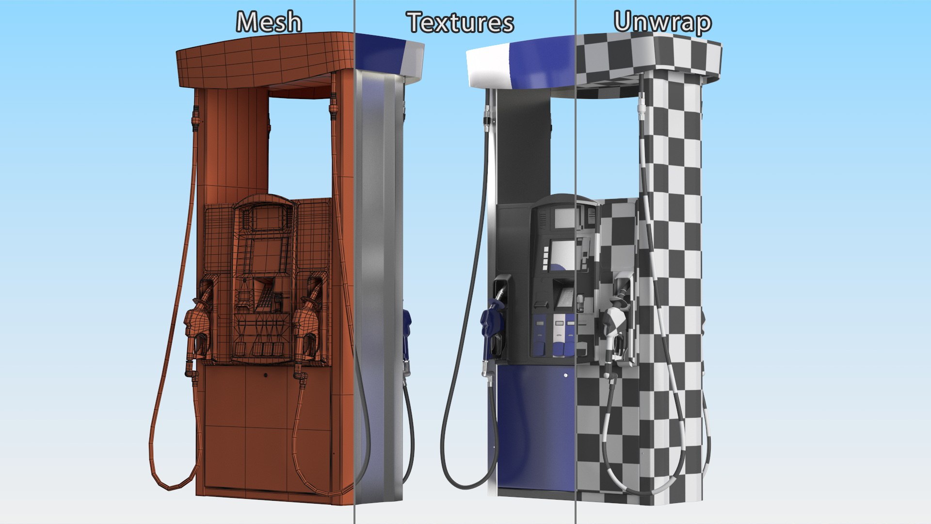 3D Gas Pump Blue Model - TurboSquid 2277635