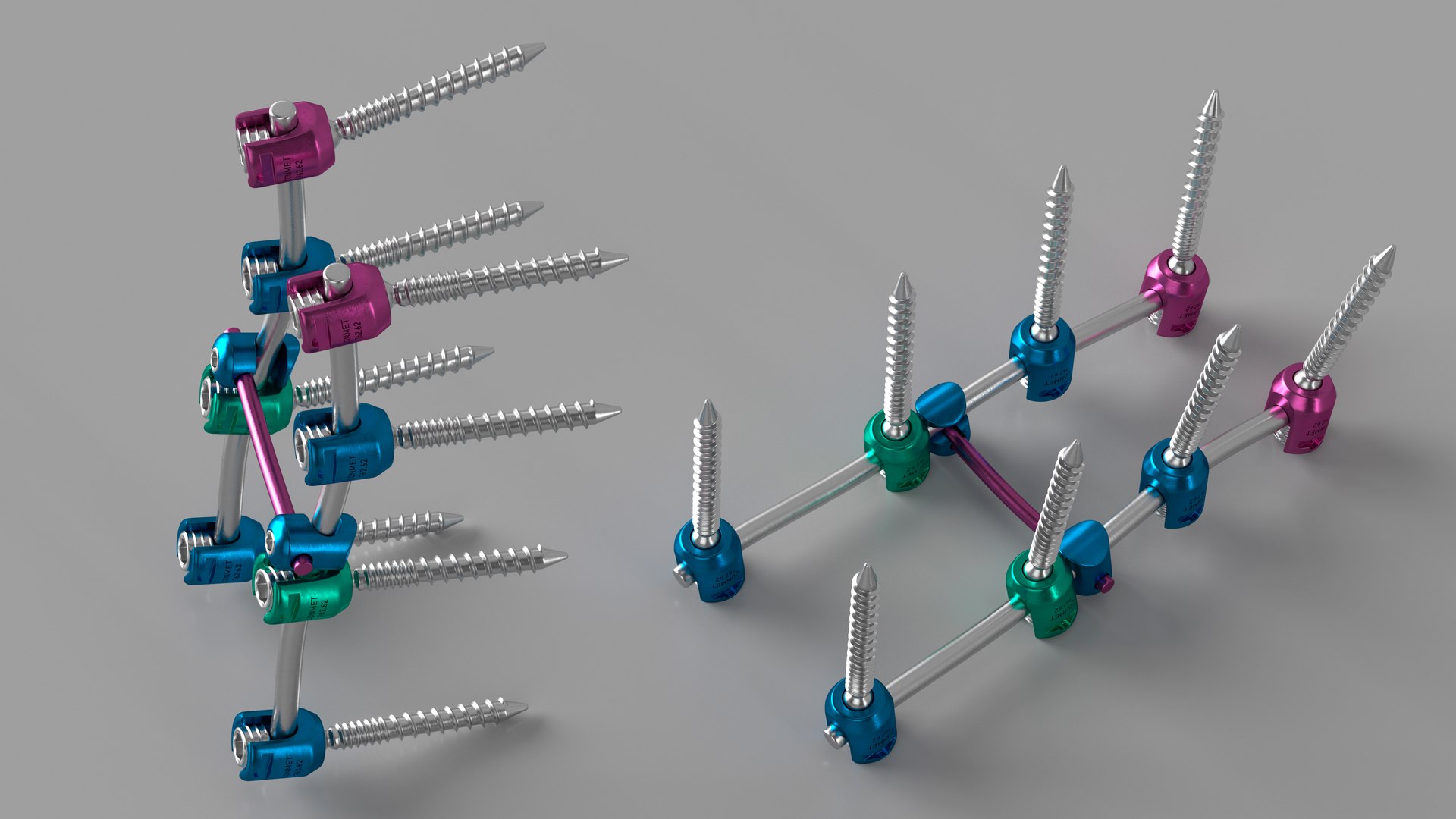 Lumbar Cervical Spine Fixation System Colored 3D Model - TurboSquid 2205810