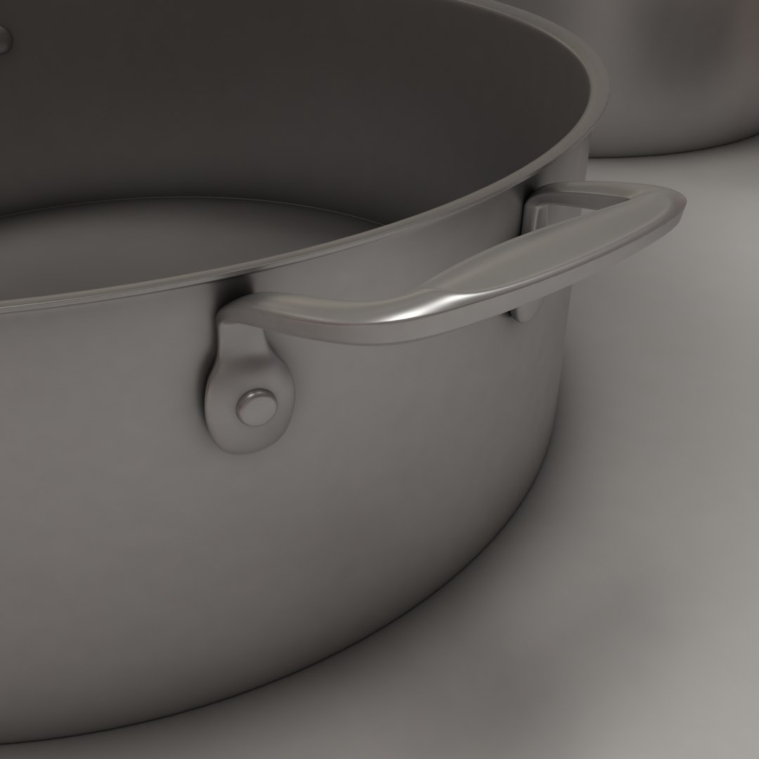 3d set pans pots model