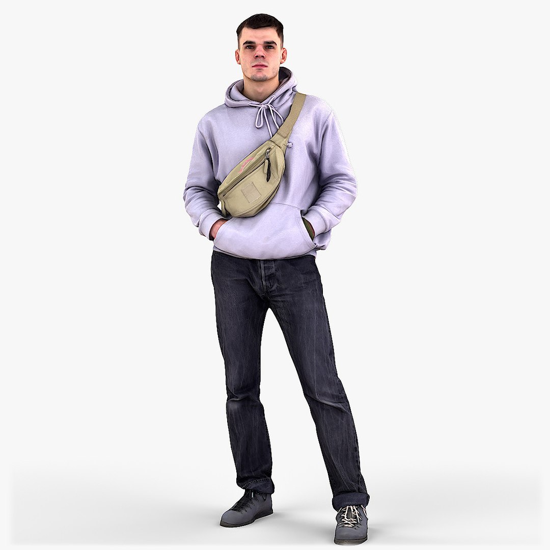 Guy in Lilac Hoodie 3D - TurboSquid 1850865