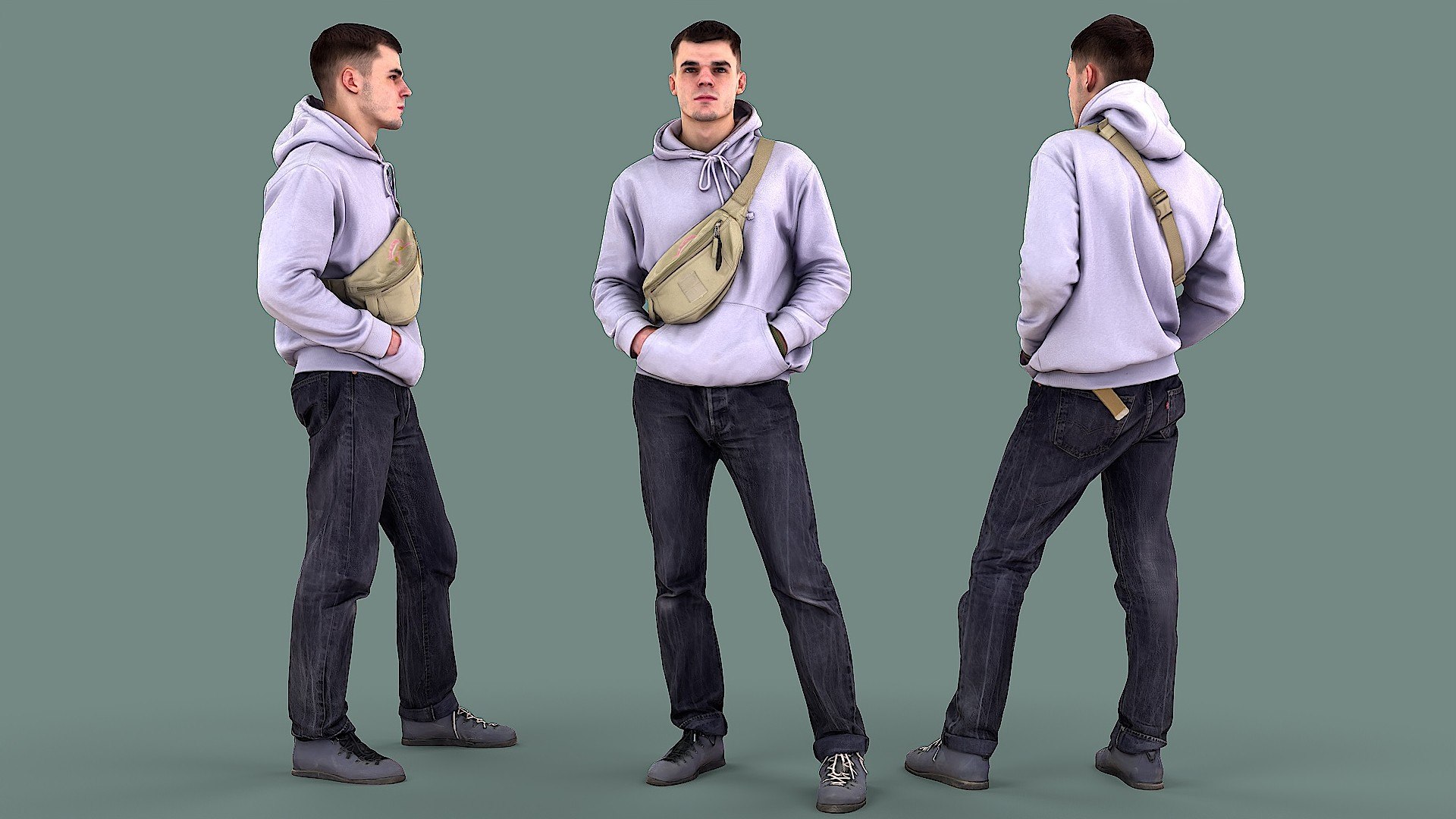 Guy In Lilac Hoodie 3D - TurboSquid 1850865