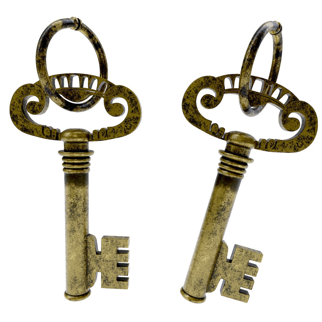 3D Model Antique Brass Key - TurboSquid 1976534