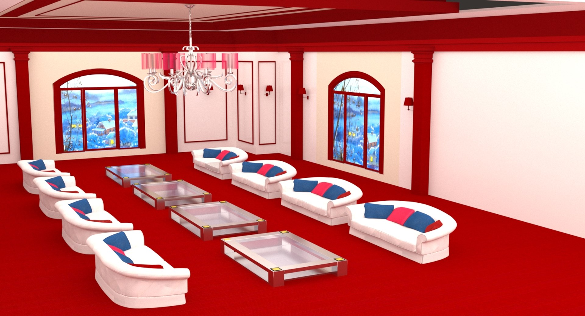 Hall Room Interior Scene 3D Model - TurboSquid 1518739