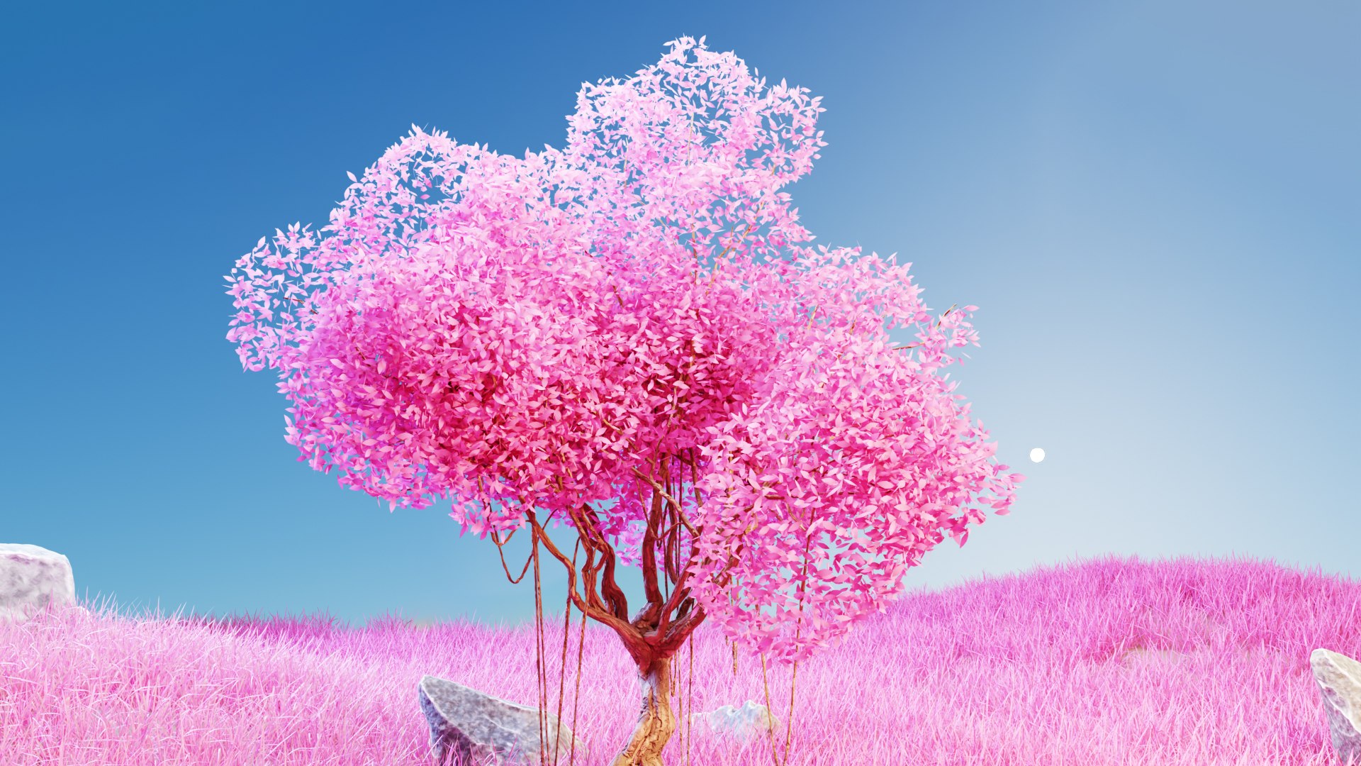 3D Model Colorful Single Tree Pink Landscape 3D Model - TurboSquid 2296257