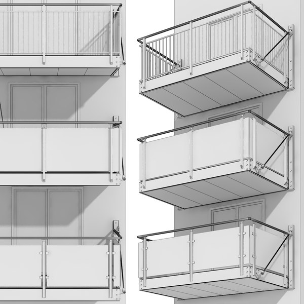 Varanda de metal 3 tipos de varandas de console Modelo 3D - TurboSquid ...