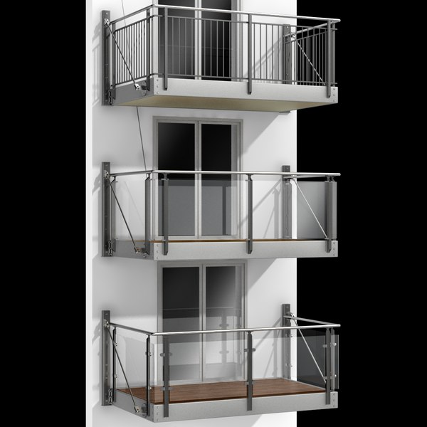 Varanda de metal 3 tipos de varandas de console Modelo 3D - TurboSquid ...