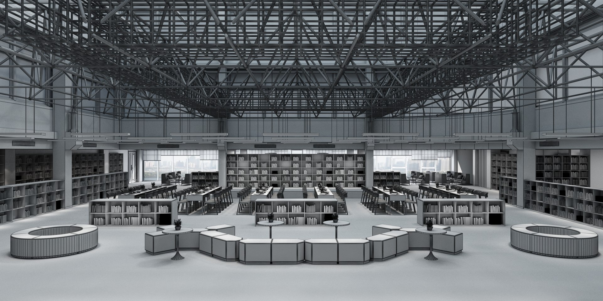 Modren Library Interior 3D - TurboSquid 2198137