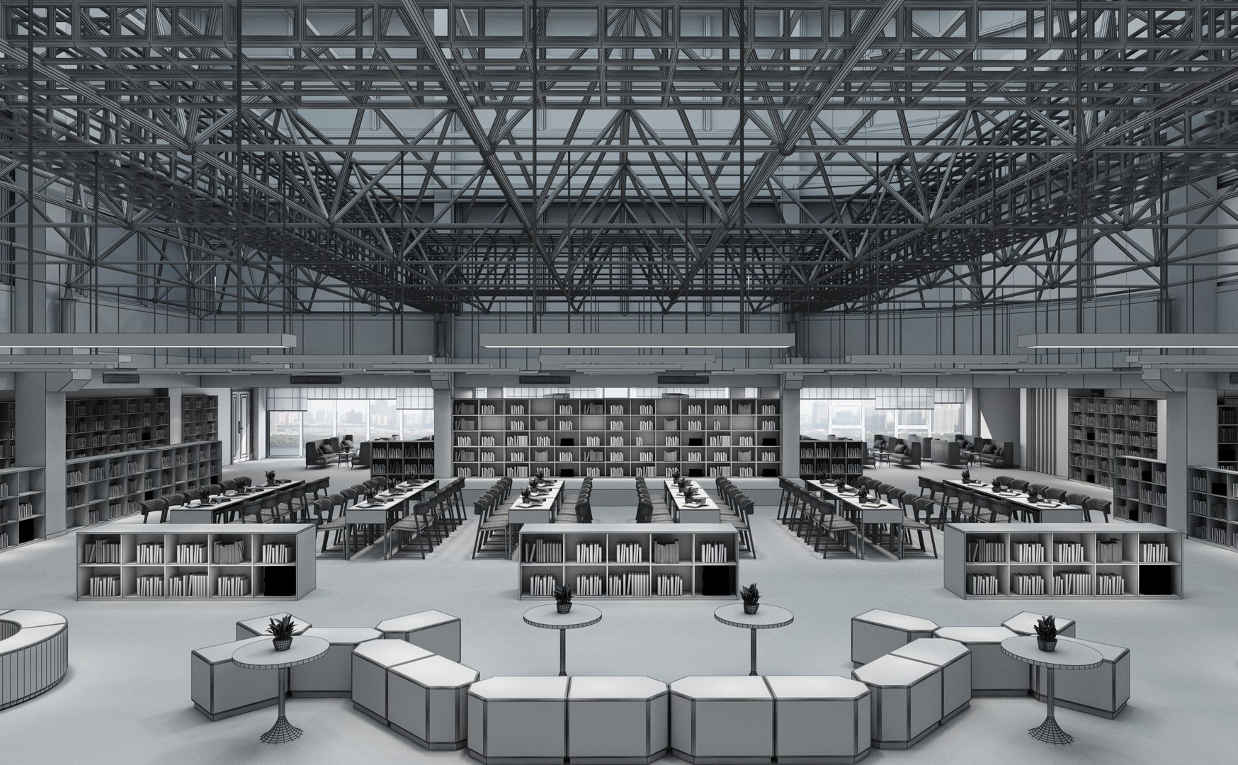 Modren Library Interior 3D - TurboSquid 2198137