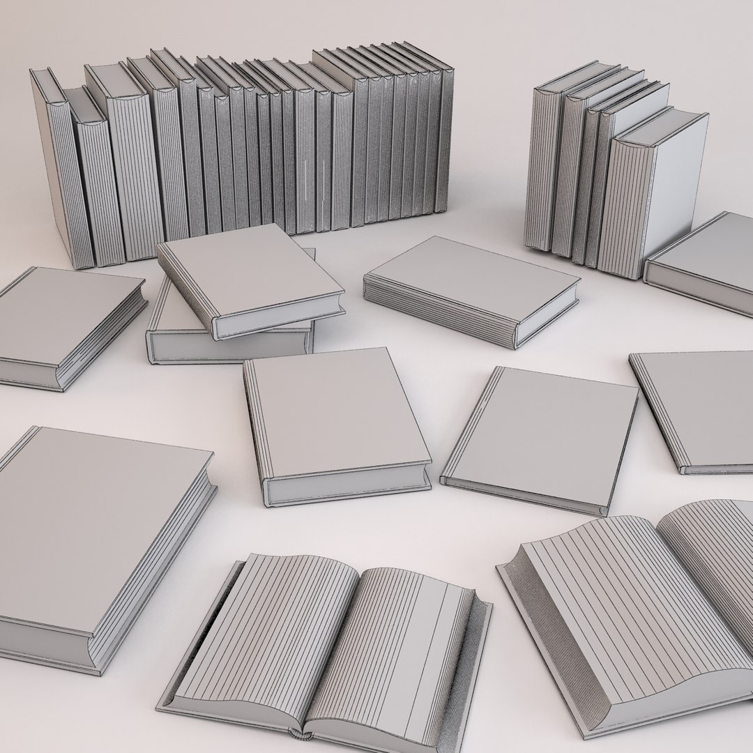 3d Old Books Set 3