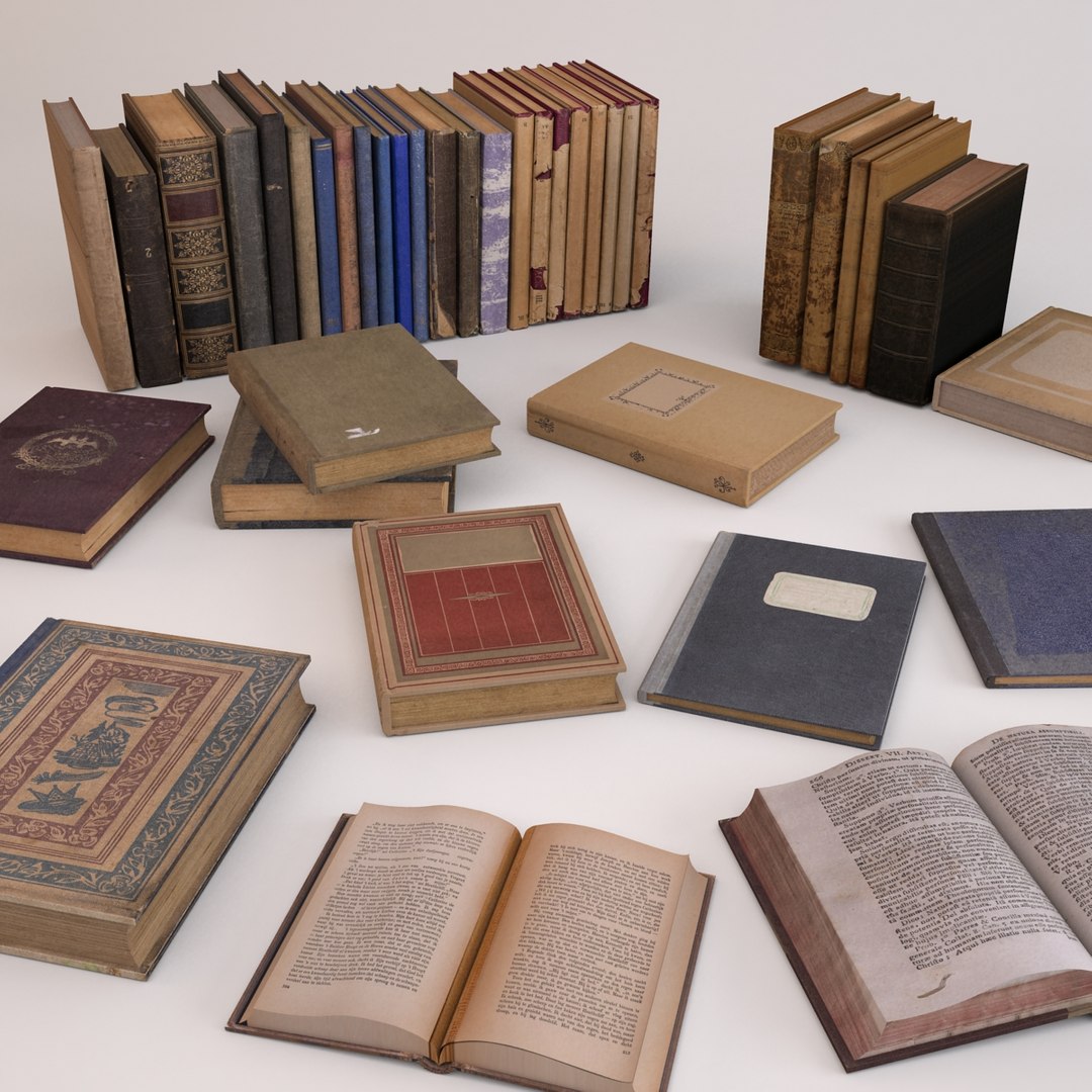 3d Old Books Set 3