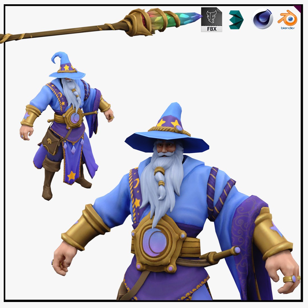 3D Wizard Holding Sword Low-poly 3D Model - TurboSquid 2161806