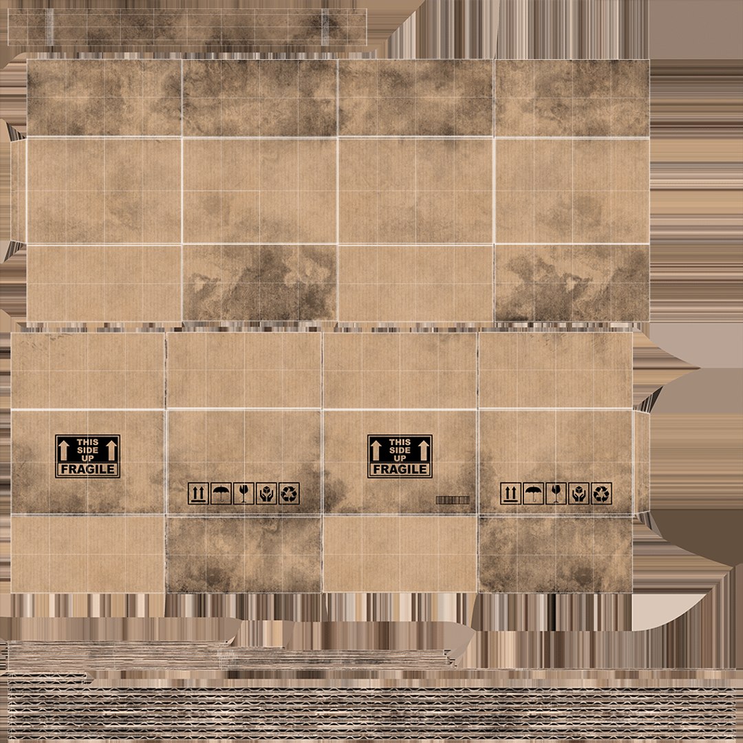 3D Cardboard Box 4 Worn Open - TurboSquid 2185507