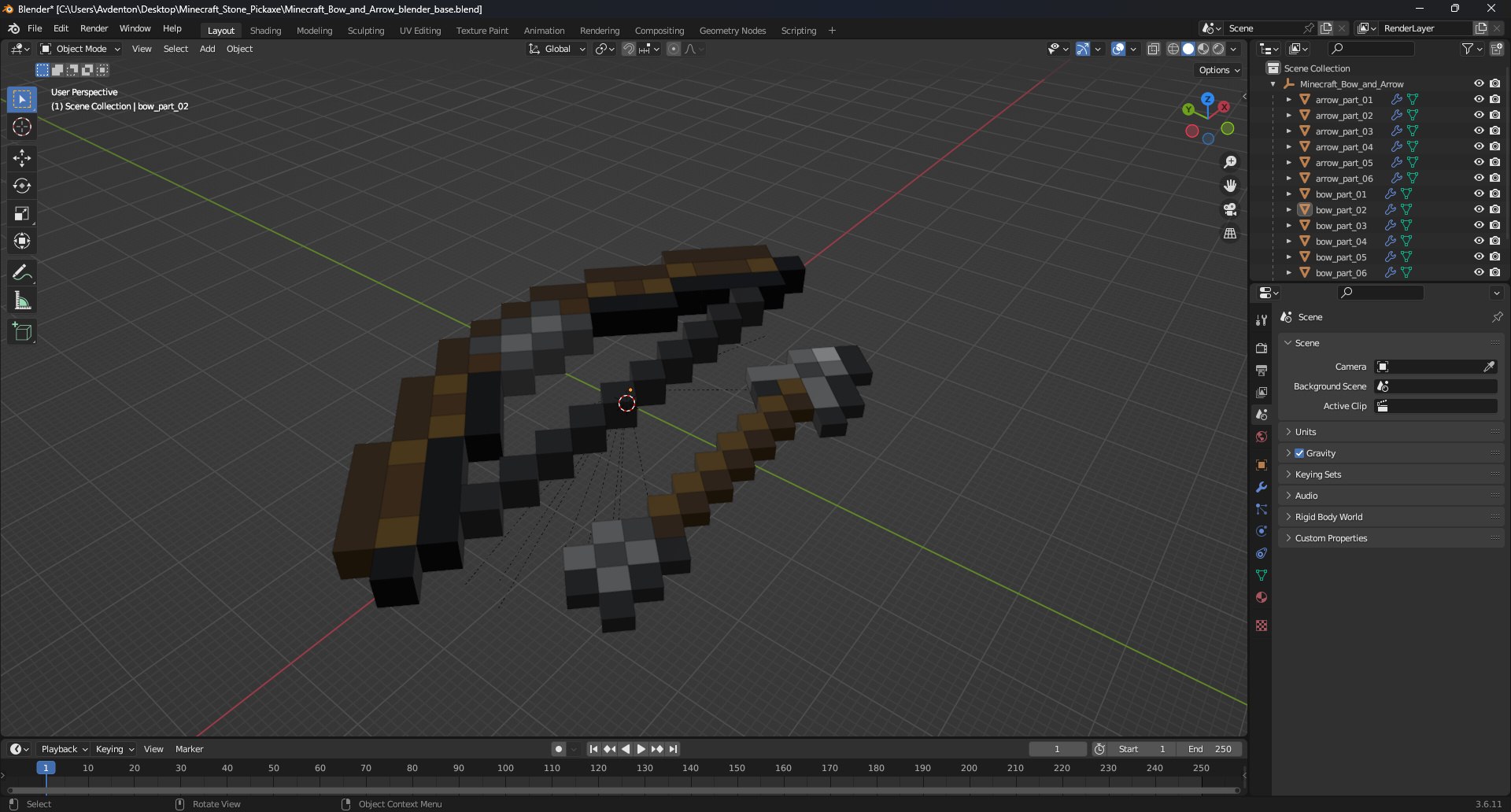 Minecraft Bow And Arrow 3D Model - TurboSquid 2292452