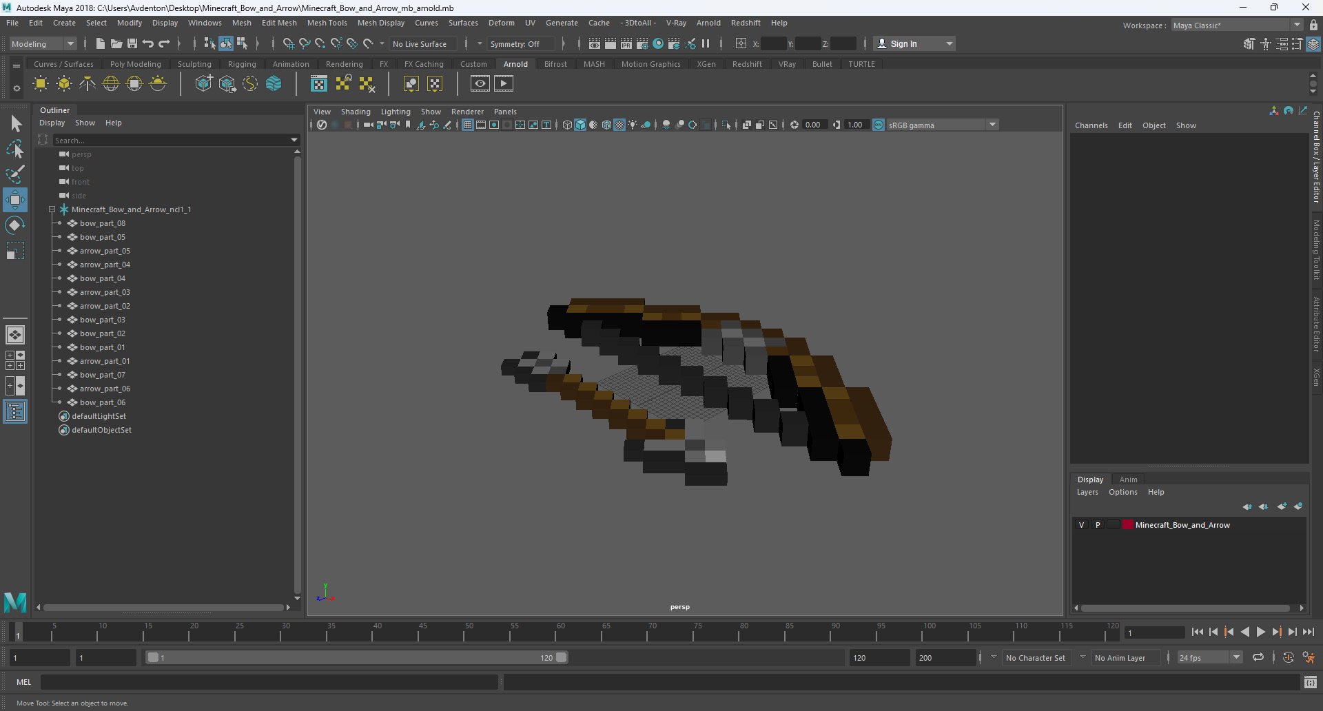 Minecraft Bow And Arrow 3D Model - TurboSquid 2292452