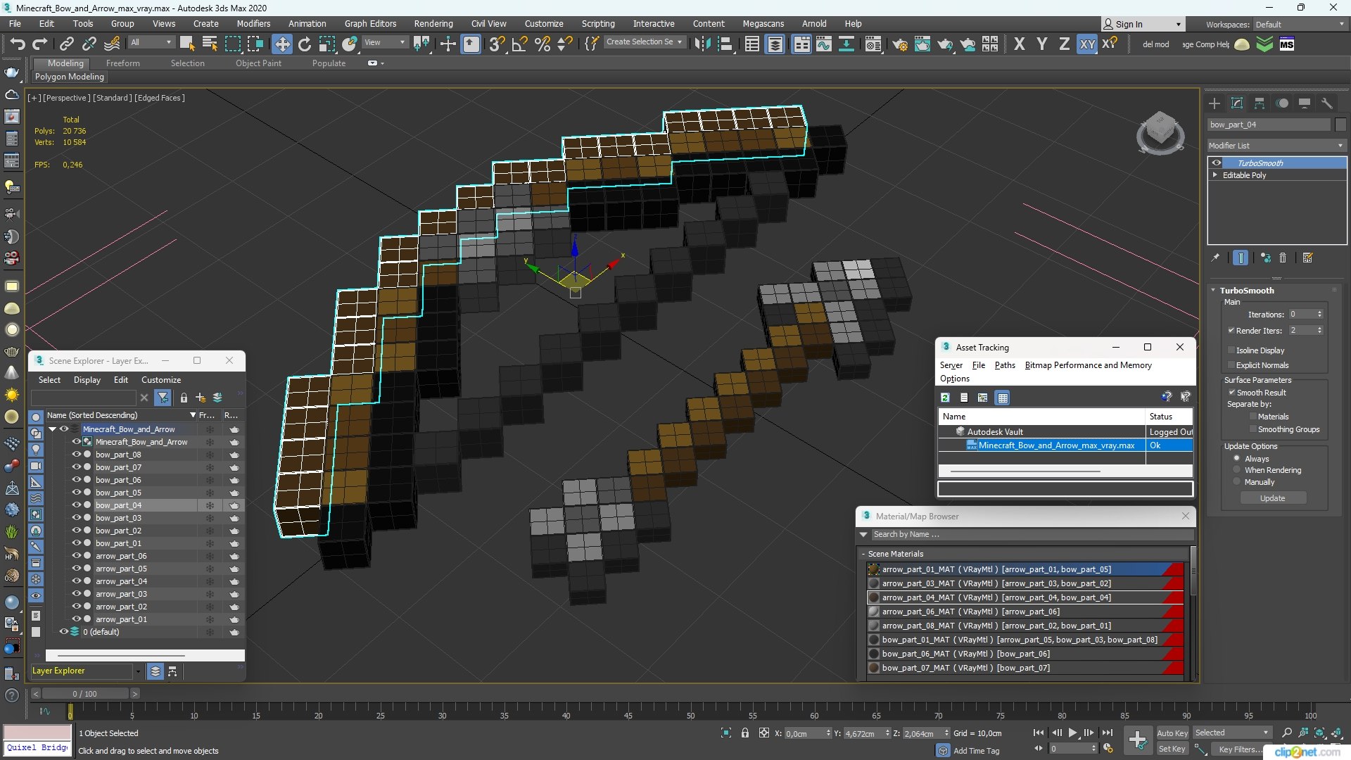 Minecraft Bow And Arrow 3D Model - TurboSquid 2292452