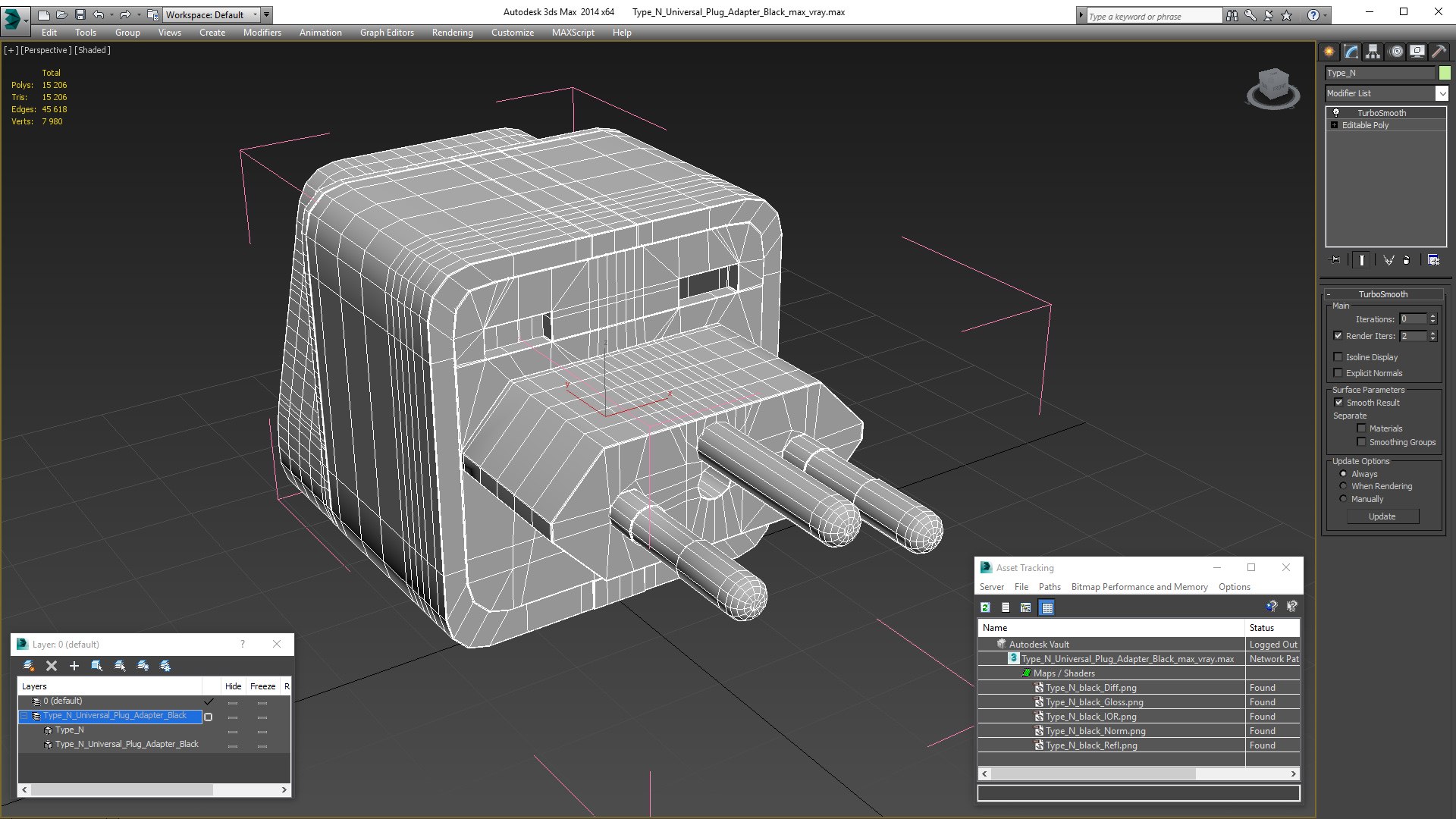 3D model Type N Universal Plug Adapter Black - TurboSquid 1839921