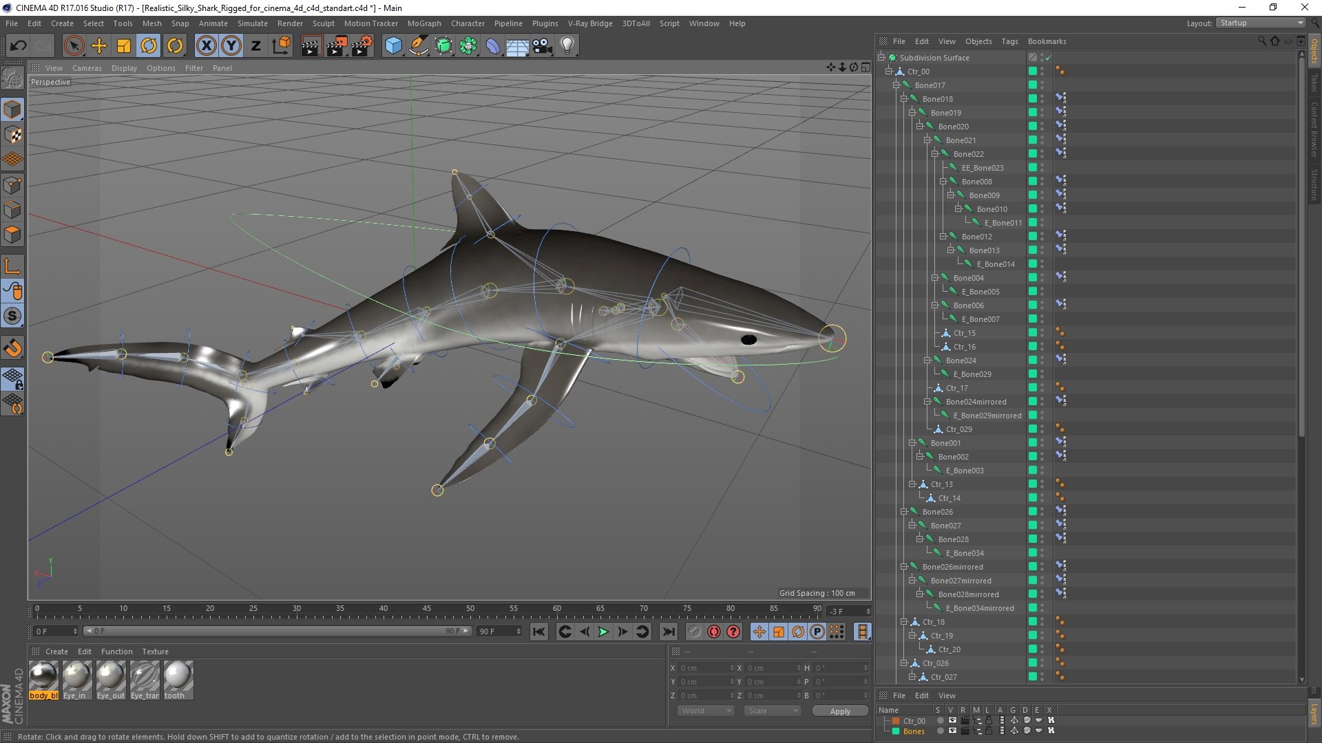 3D Realistic Silky Shark Rigged For Cinema 4D Model - TurboSquid 2286772