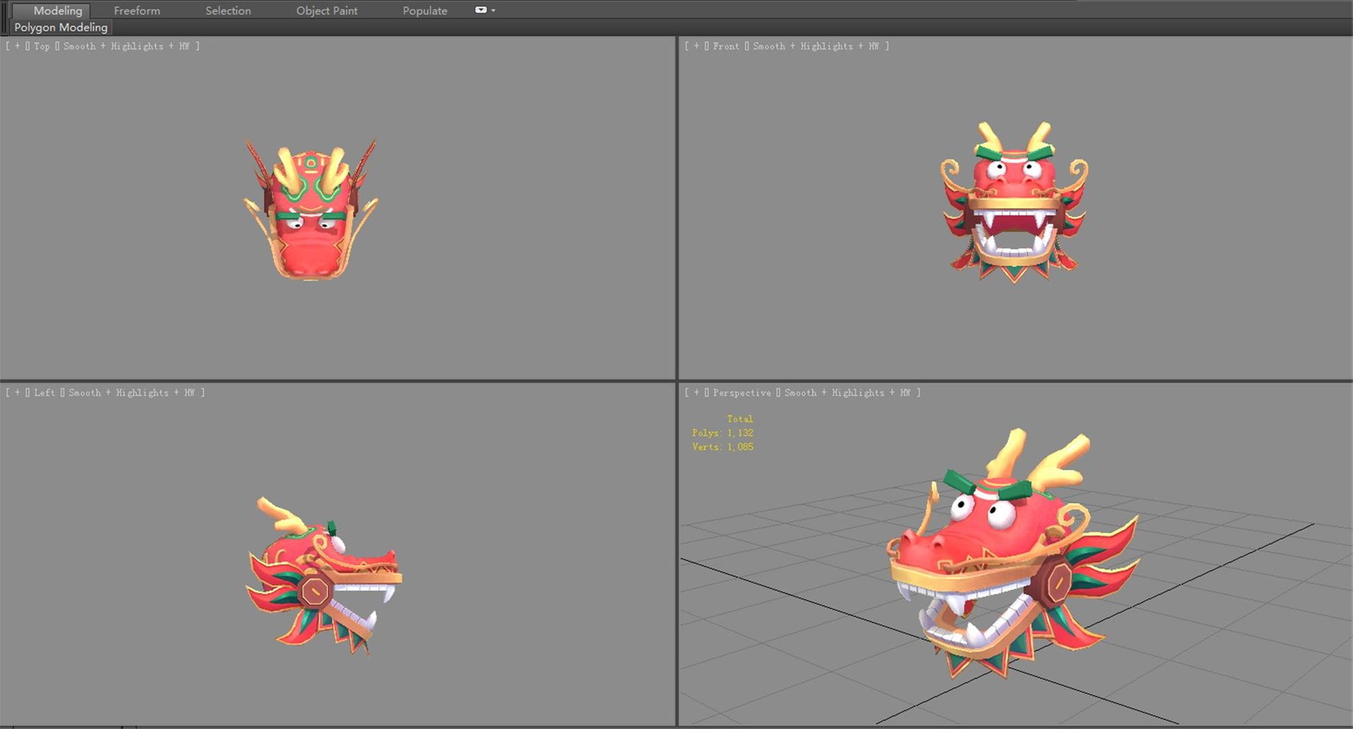 Cartoon Dragon Dance Head Set- Loong 3D Model - TurboSquid 2107528