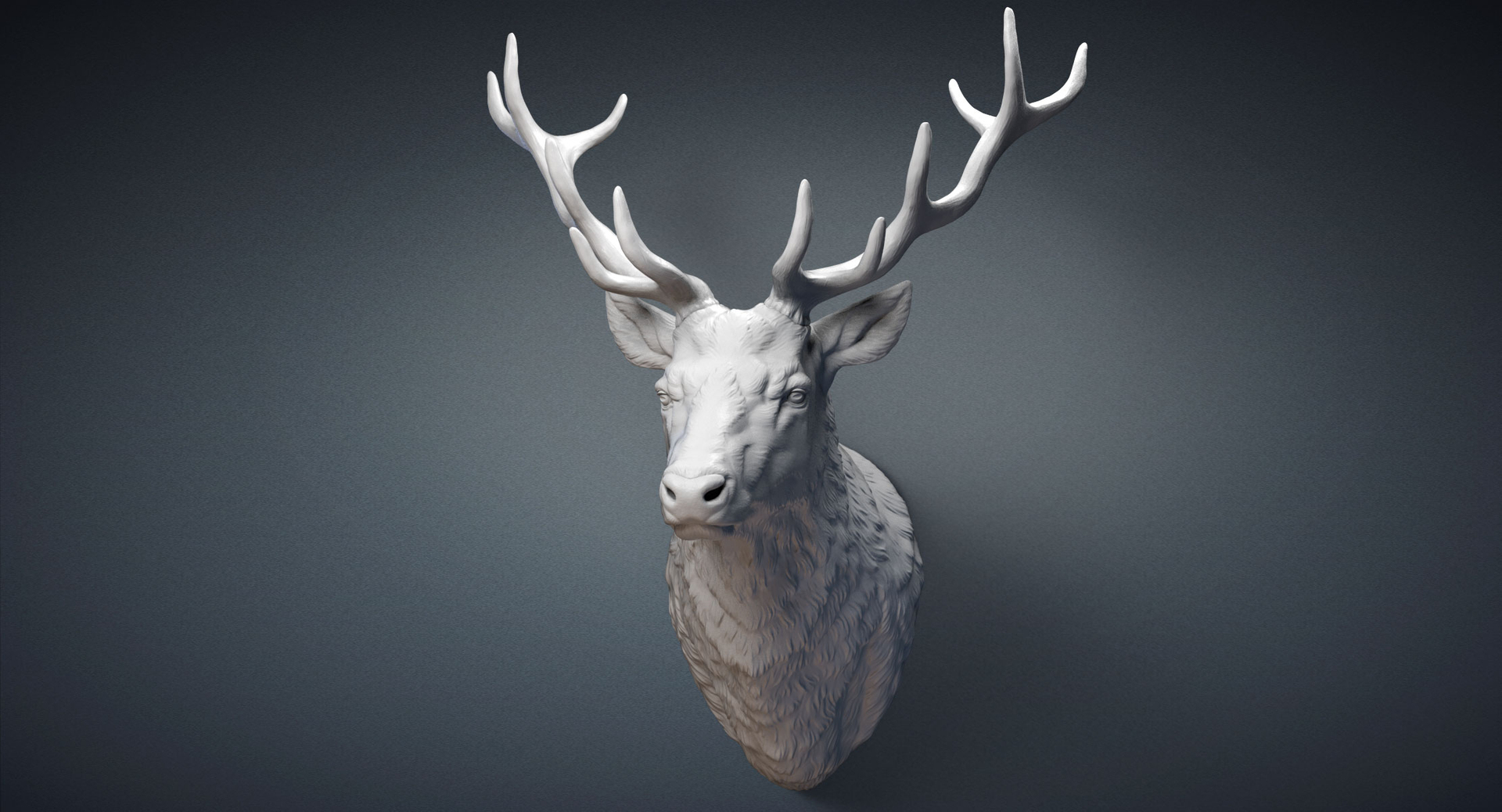 deer stag head sculpture 3d obj