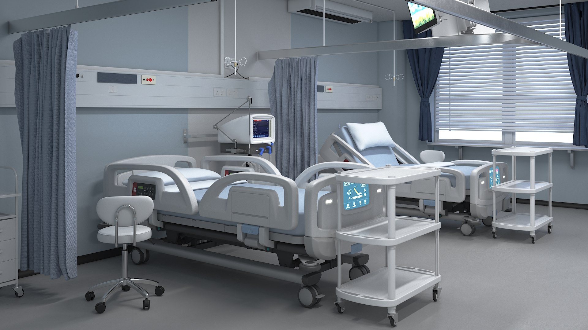 Large Hospital Ward Interior With People 3D Model - TurboSquid 2349743