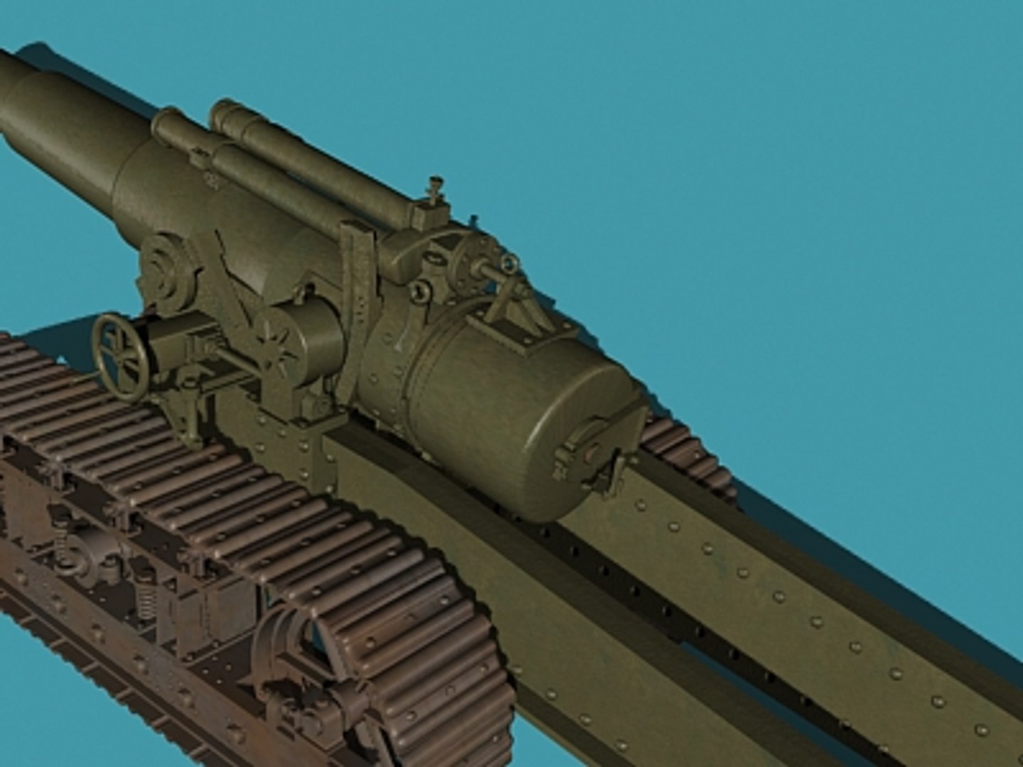3d model 7-inch naval gun
