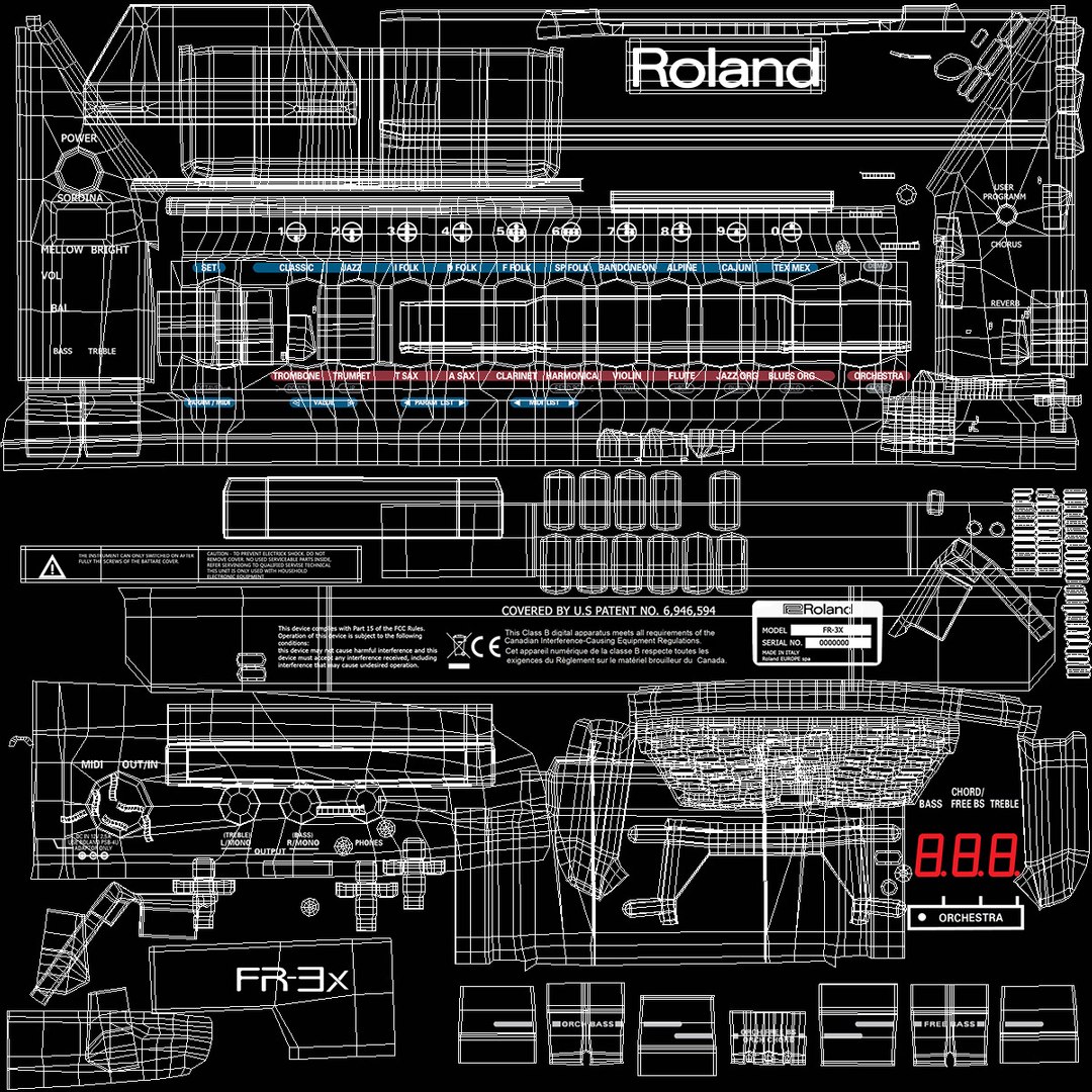 3D Model Digital Accordion Roland FR3-X - TurboSquid 2065269
