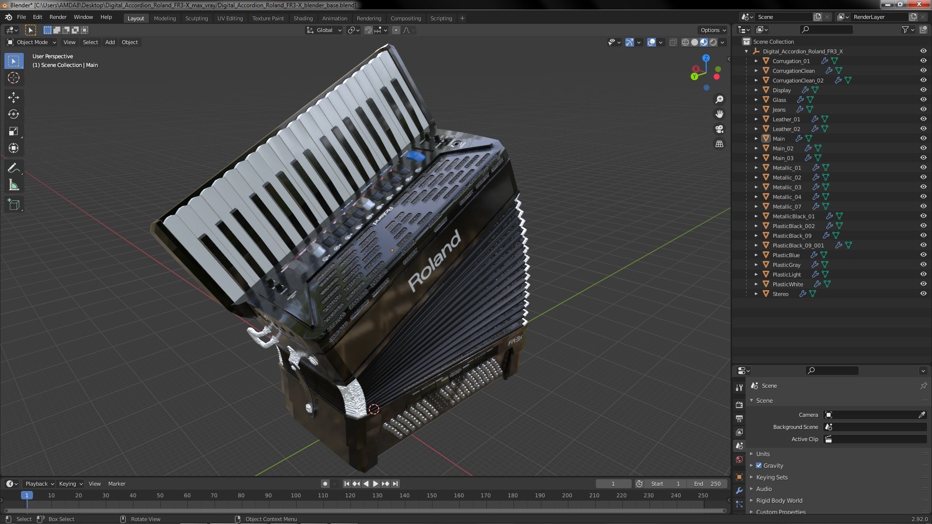 3D Model Digital Accordion Roland FR3-X - TurboSquid 2065269
