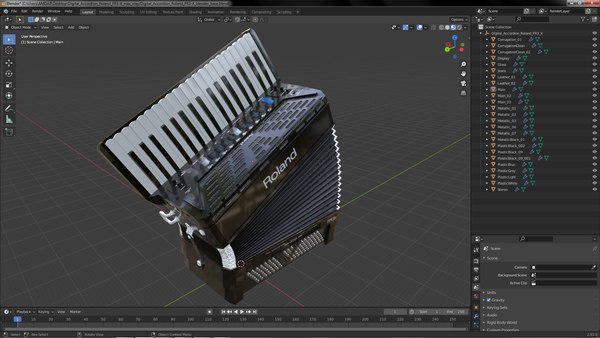modelo 3d Acordeón Digital Roland FR3-X - TurboSquid 2065269