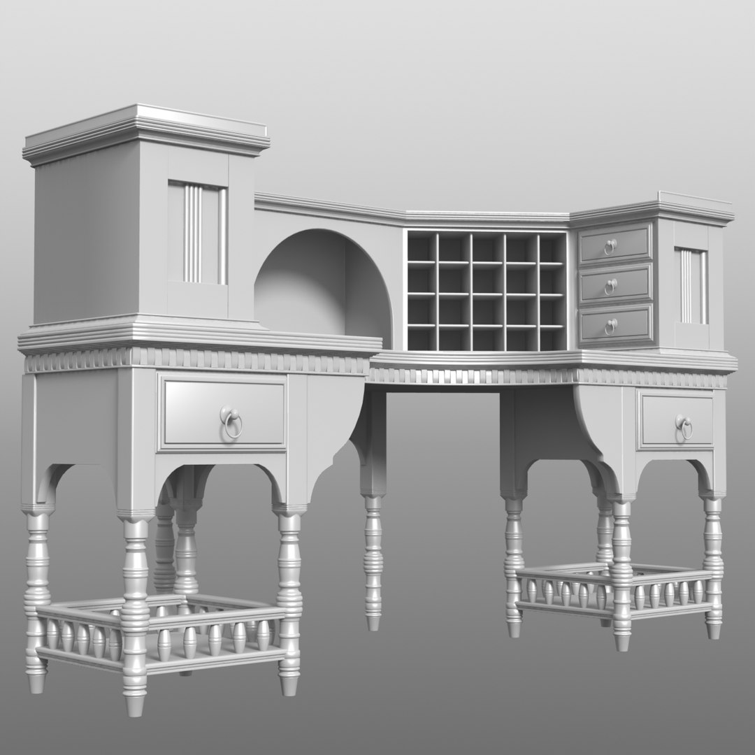 obj old writing desk