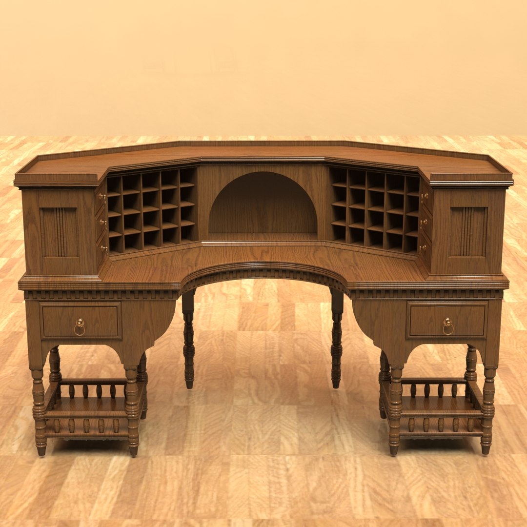 obj old writing desk