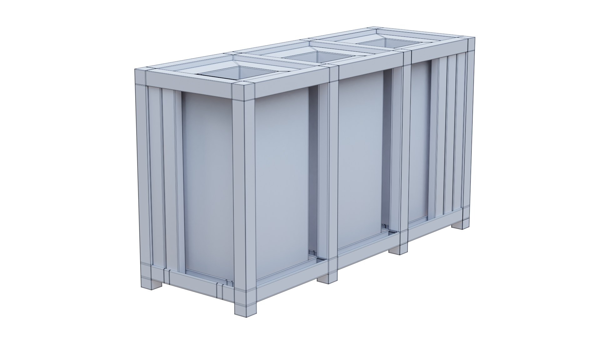 3D Set Of Benches With Recycling Bins Model - TurboSquid 1872088