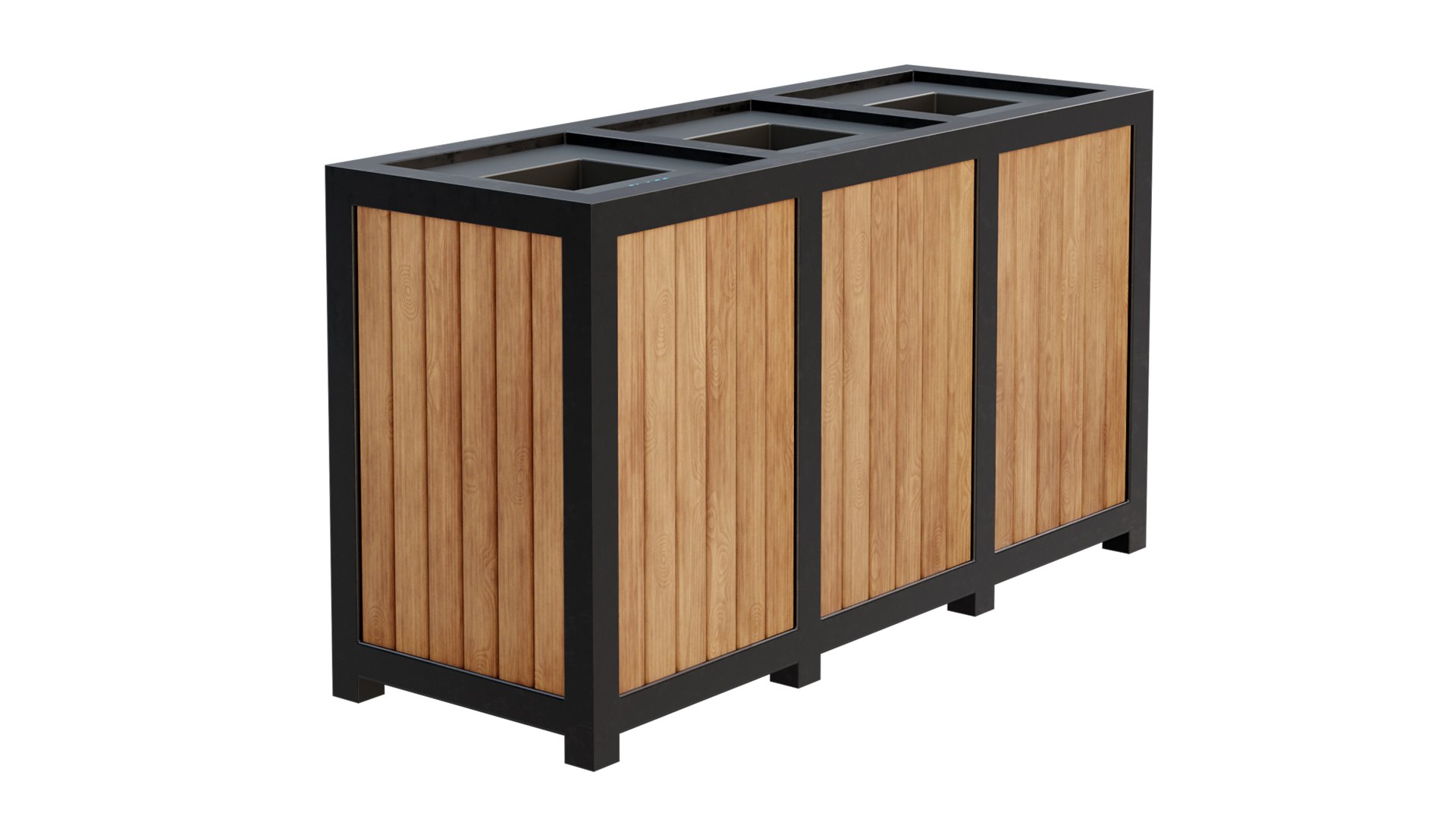 3D Set Of Benches With Recycling Bins Model - TurboSquid 1872088